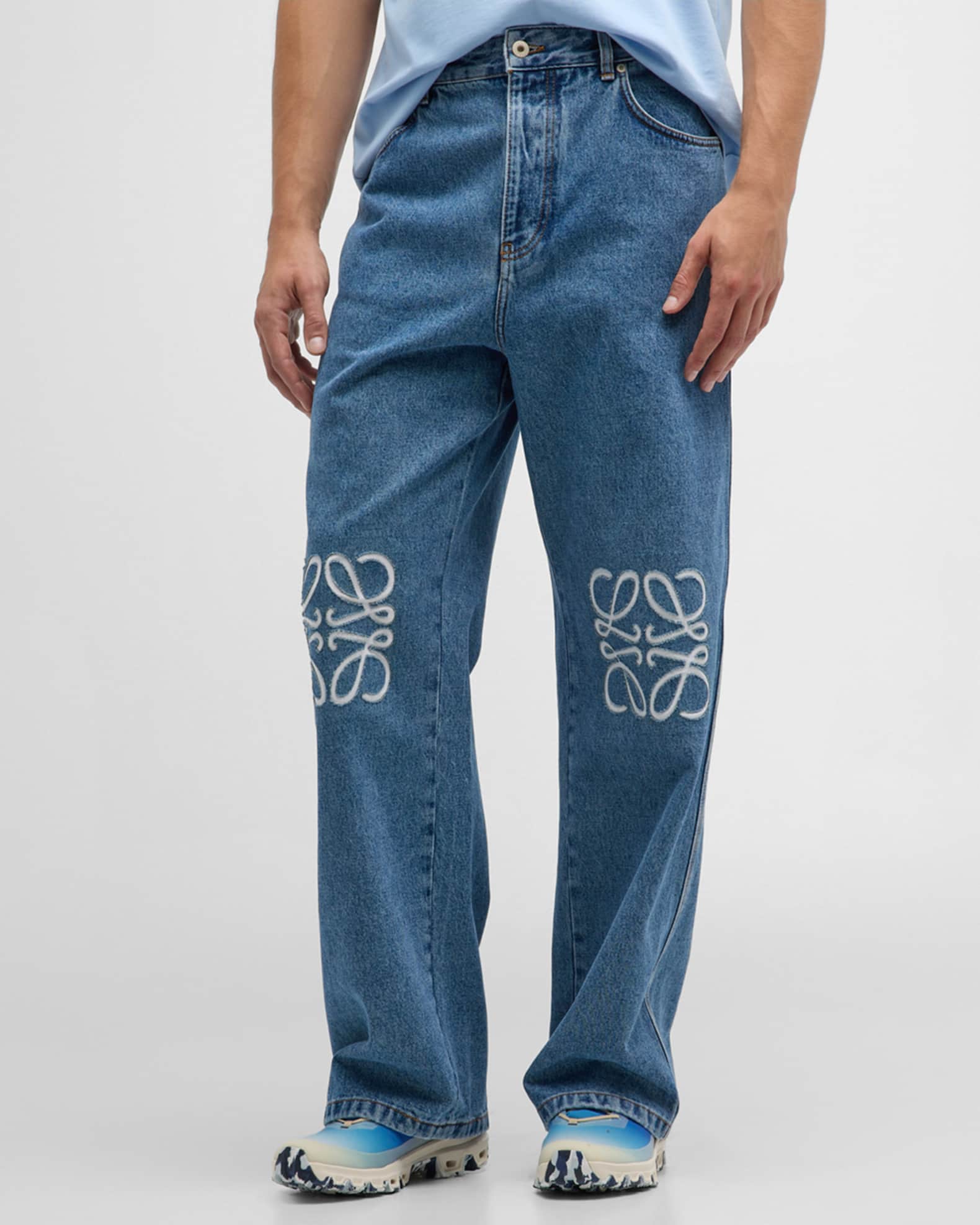Loewe Men's Anagram Straight-Leg Denim Jeans | Neiman Marcus