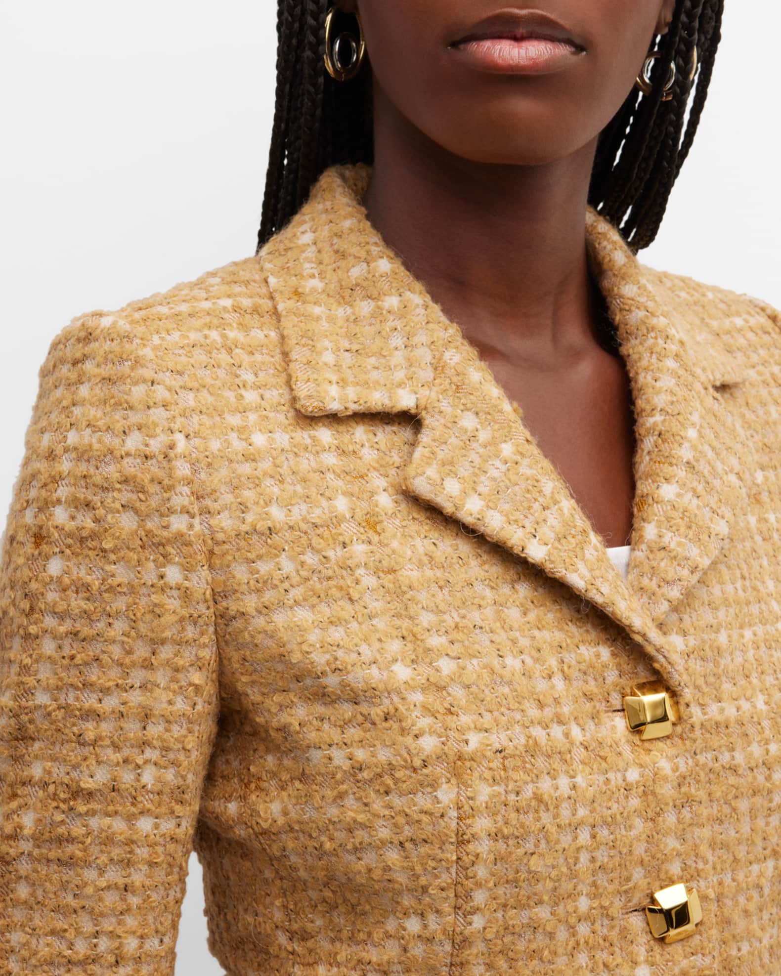 St. John Tonal Soft Check Tweed Single-Breasted Jacket | Neiman Marcus