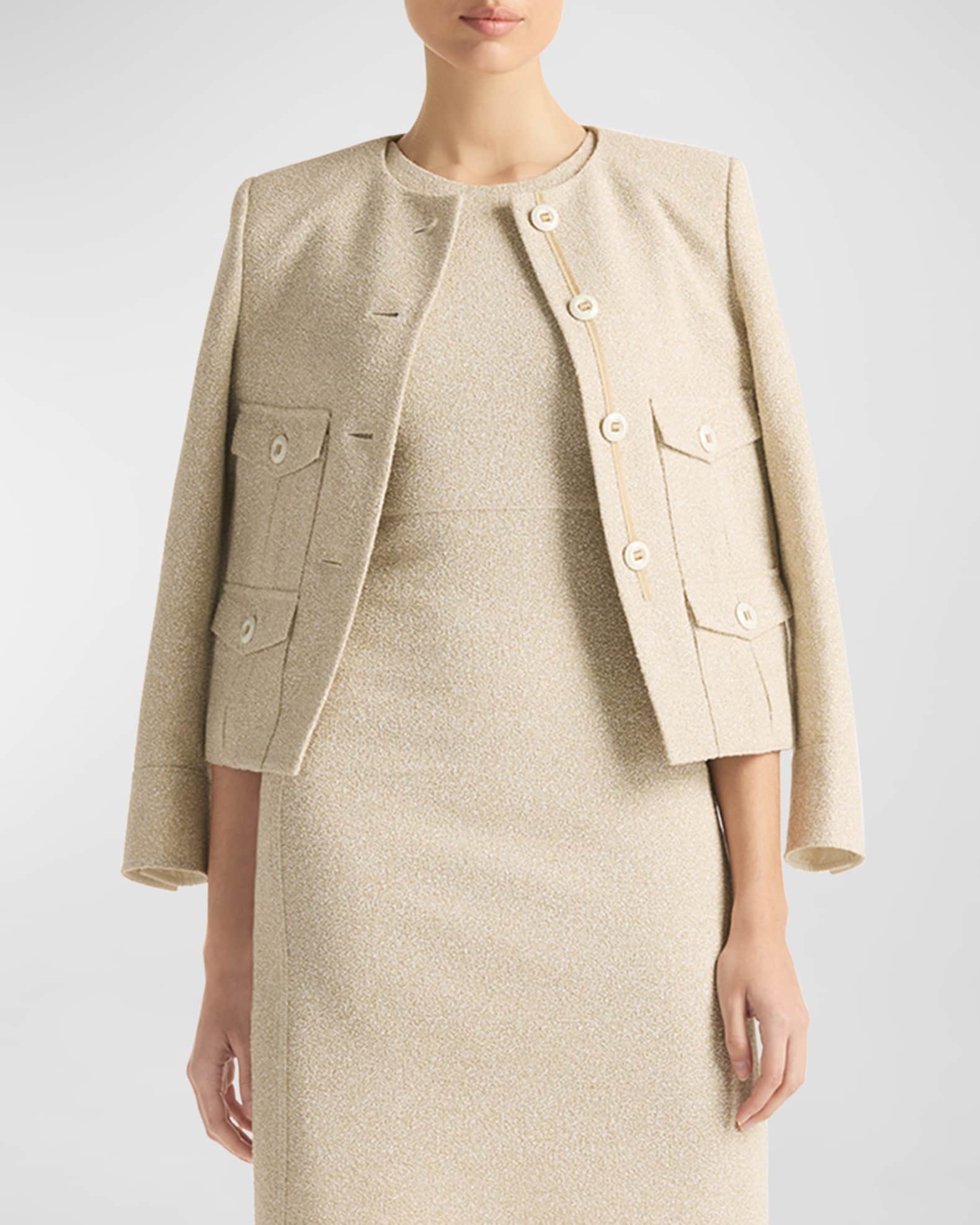 St. John Lightweight Terry Texture Tweed Jacket | Neiman Marcus