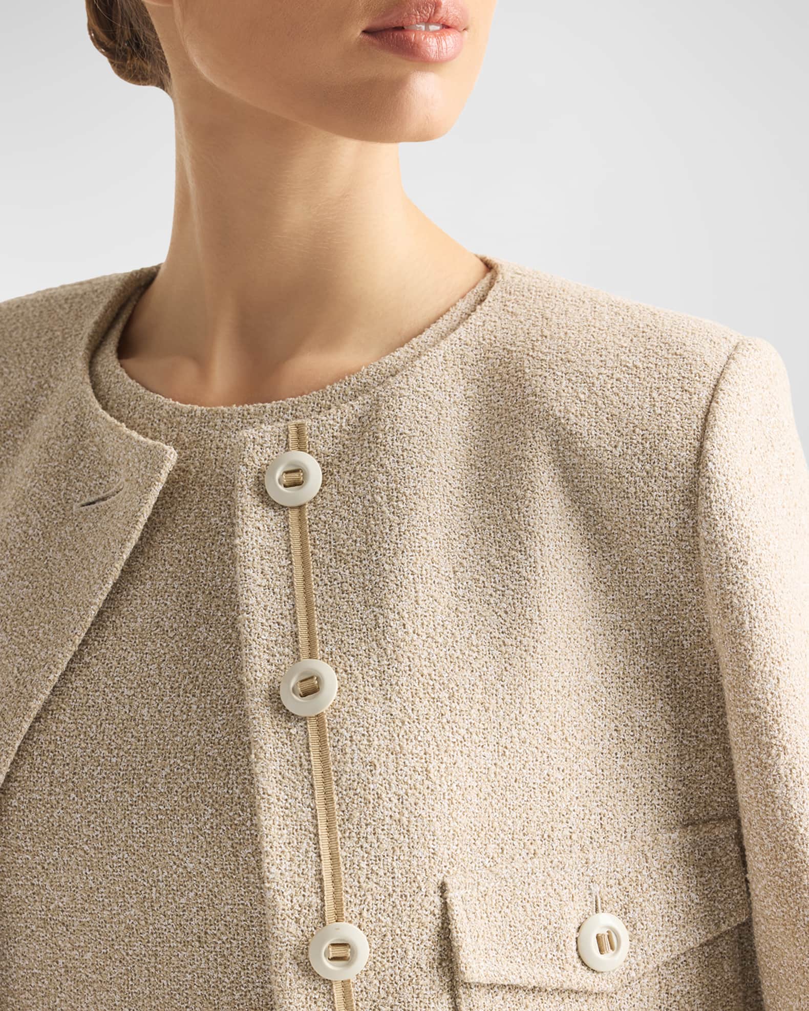 St. John Lightweight Terry Texture Tweed Jacket | Neiman Marcus