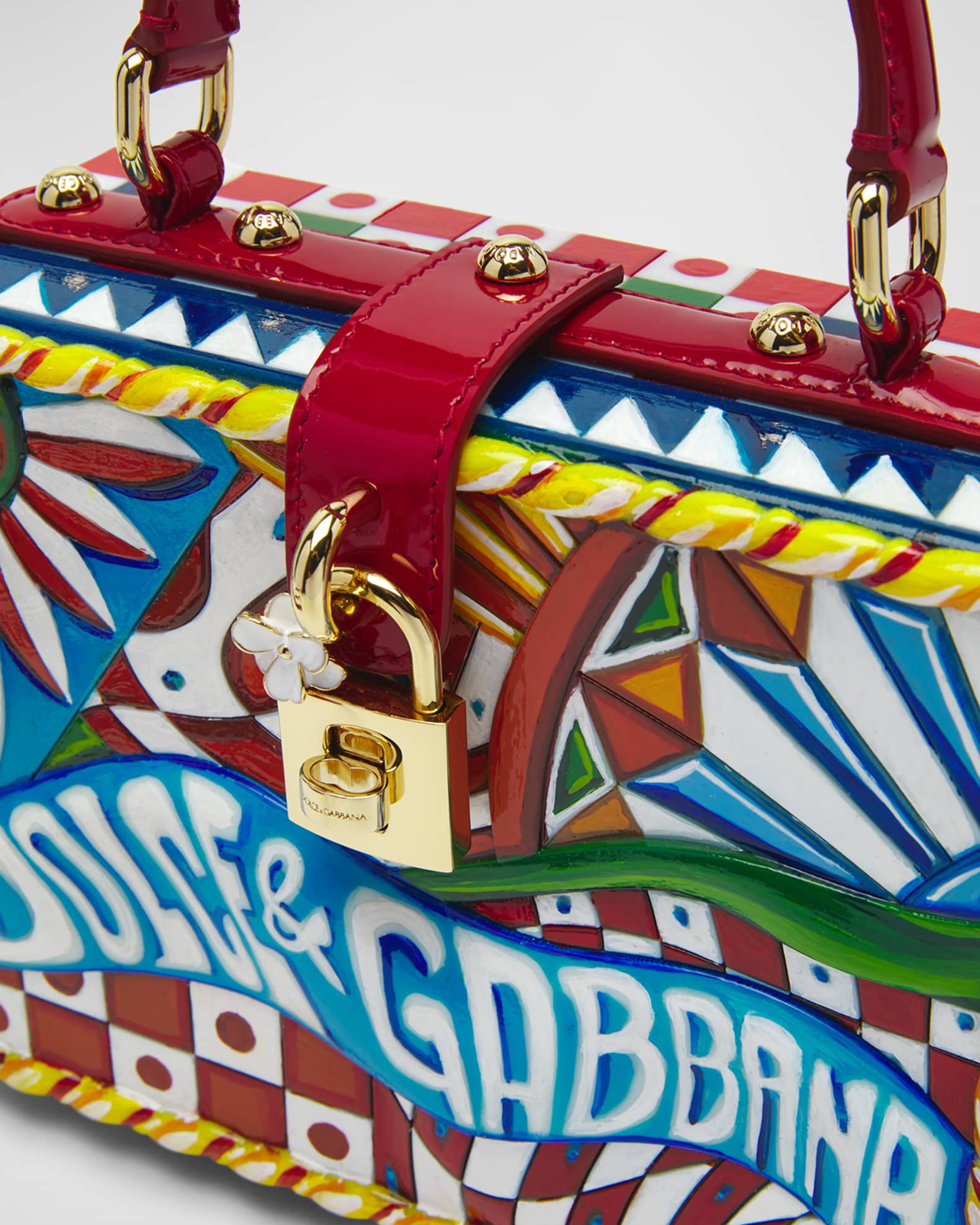Dolce&Gabbana Logo Printed Leather Box Top-Handle Bag | Neiman Marcus