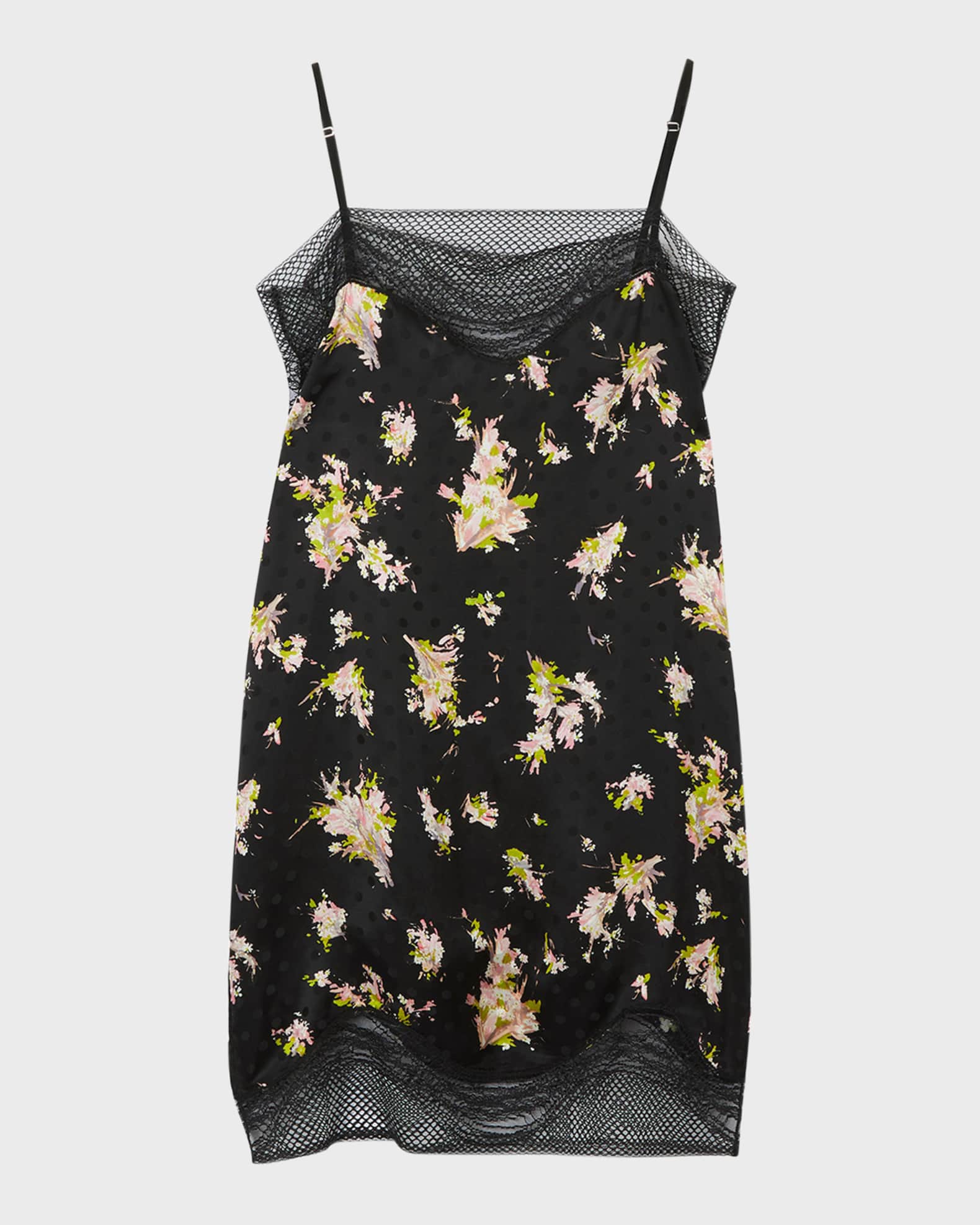 Burberry Brigitta Floral Printed Mini Dress With Mesh Detail Neiman