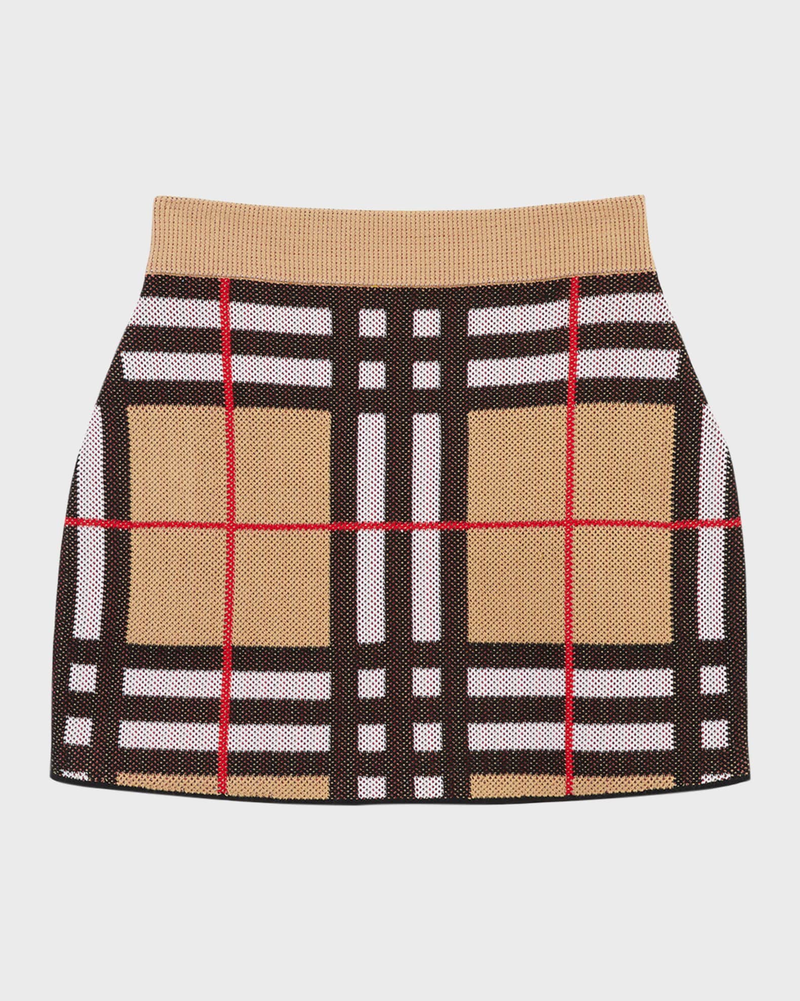 Burberry Haizel Check Knit Mini Skirt | Neiman Marcus