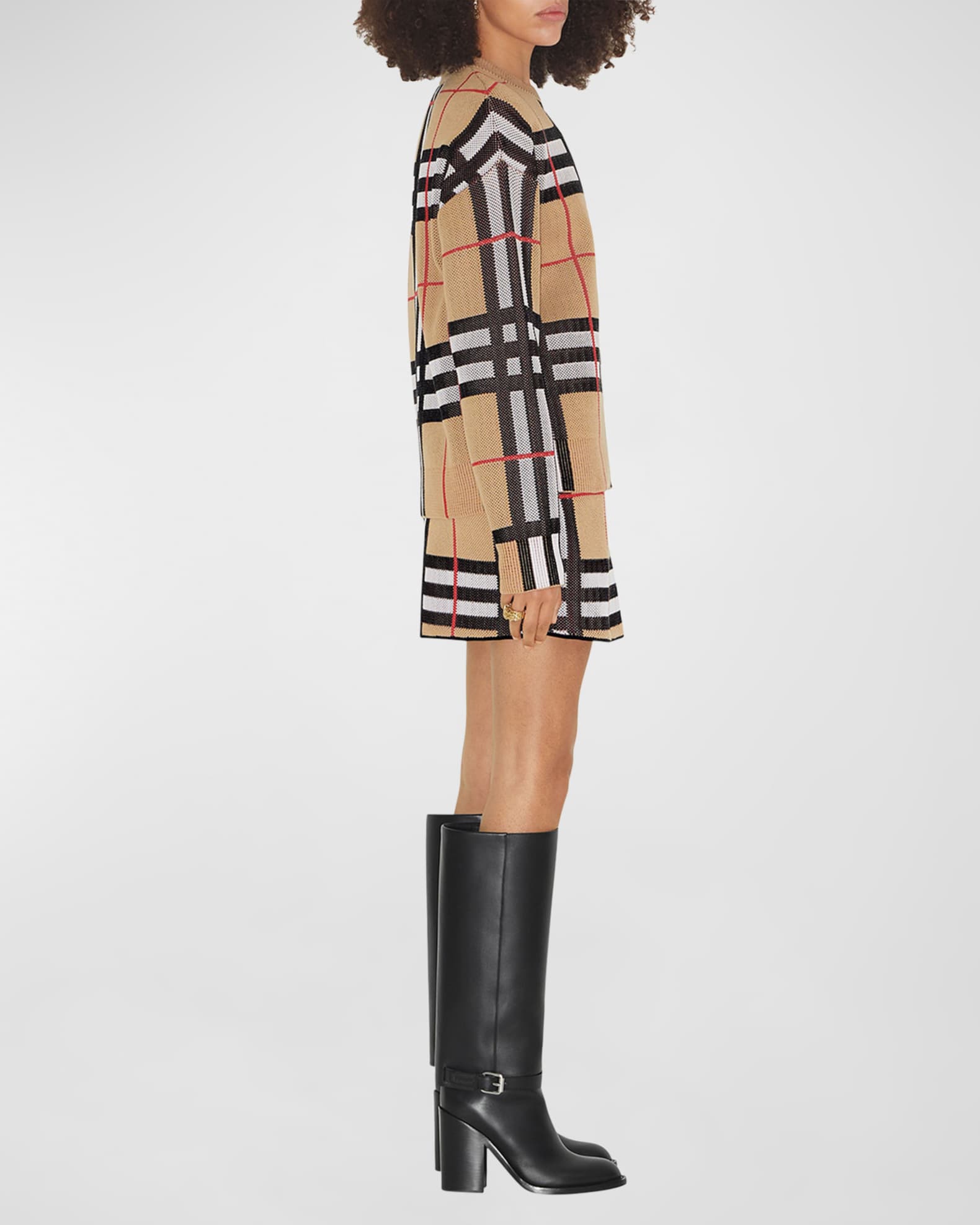 Burberry Haizel Check Knit Mini Skirt | Neiman Marcus