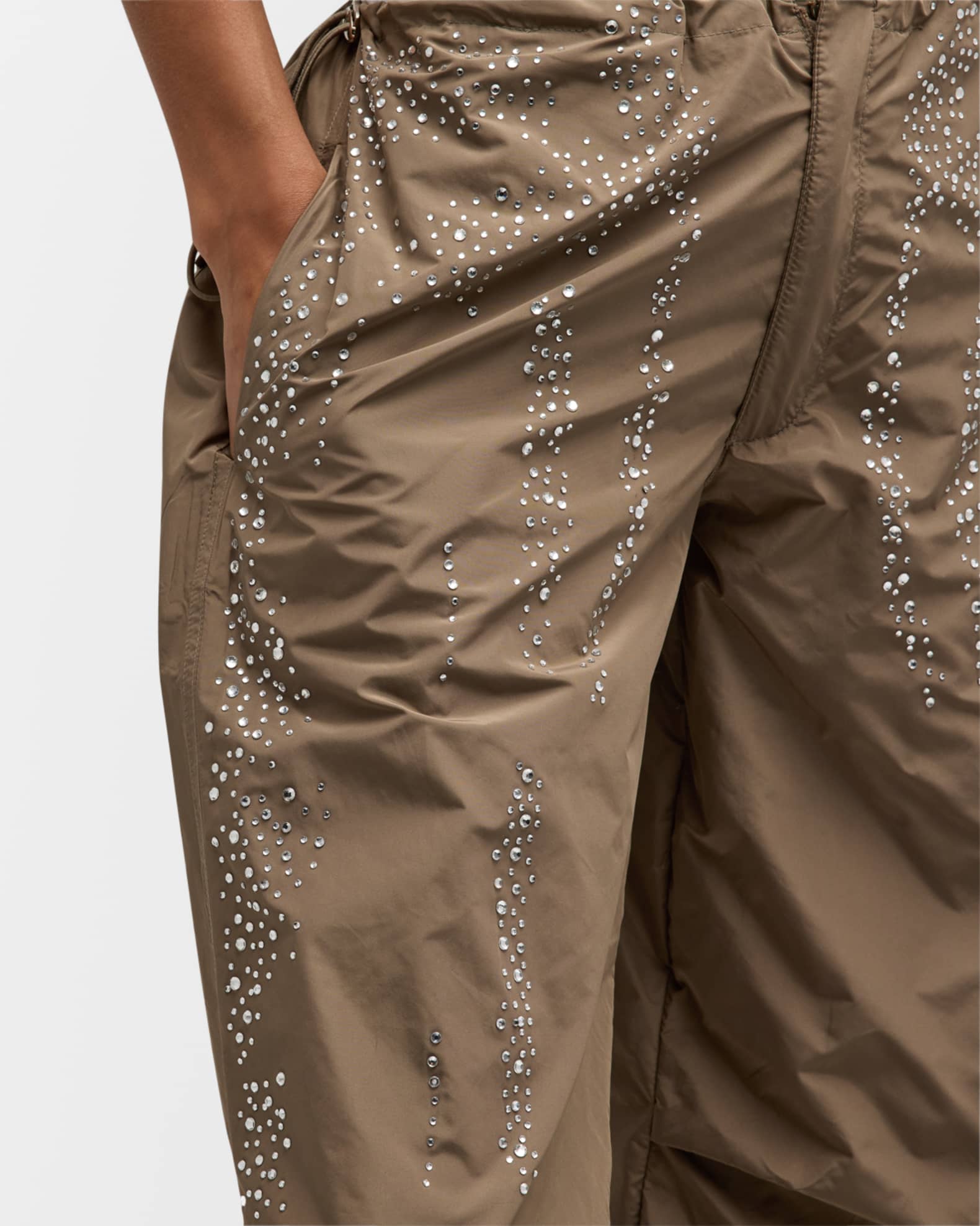IN THE MOOD FOR LOVE Poppy Rhinestone Wide-Leg Parachute Pants | Neiman ...