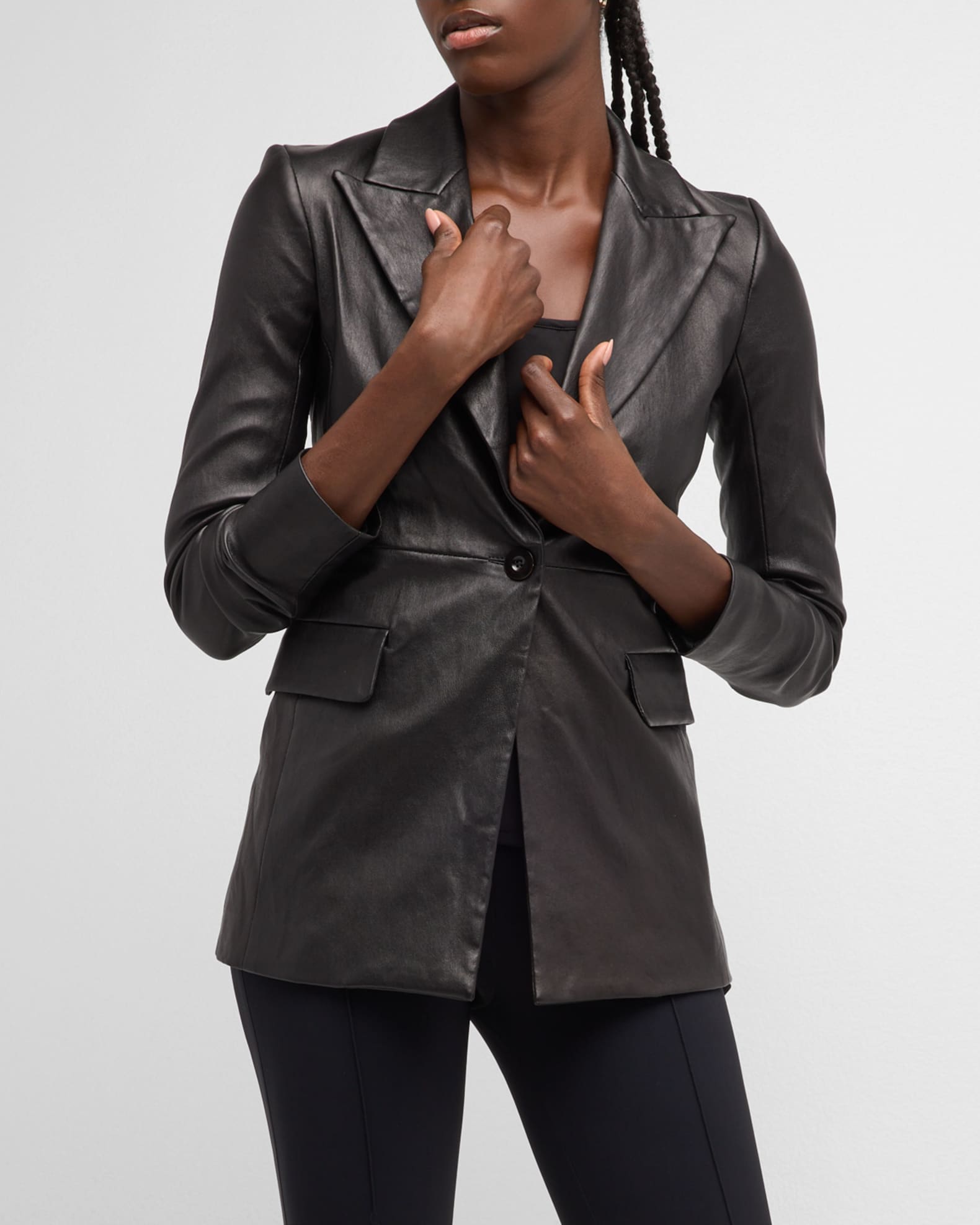 Rosetta Getty Leather Single-Breasted Blazer Jacket | Neiman Marcus