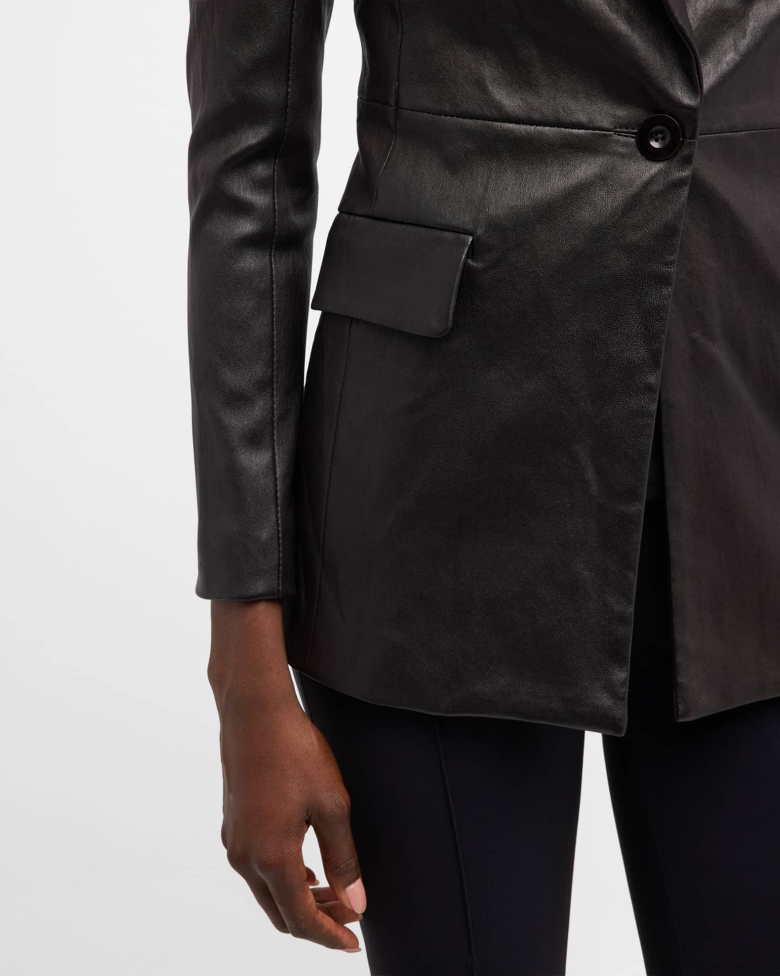 Rosetta Getty Leather Single-Breasted Blazer Jacket | Neiman Marcus