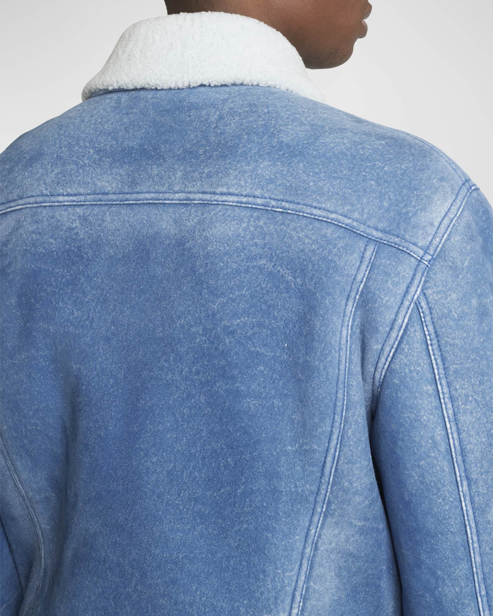 Loewe Men's Shearling Denim-Effect Jacket | Neiman Marcus