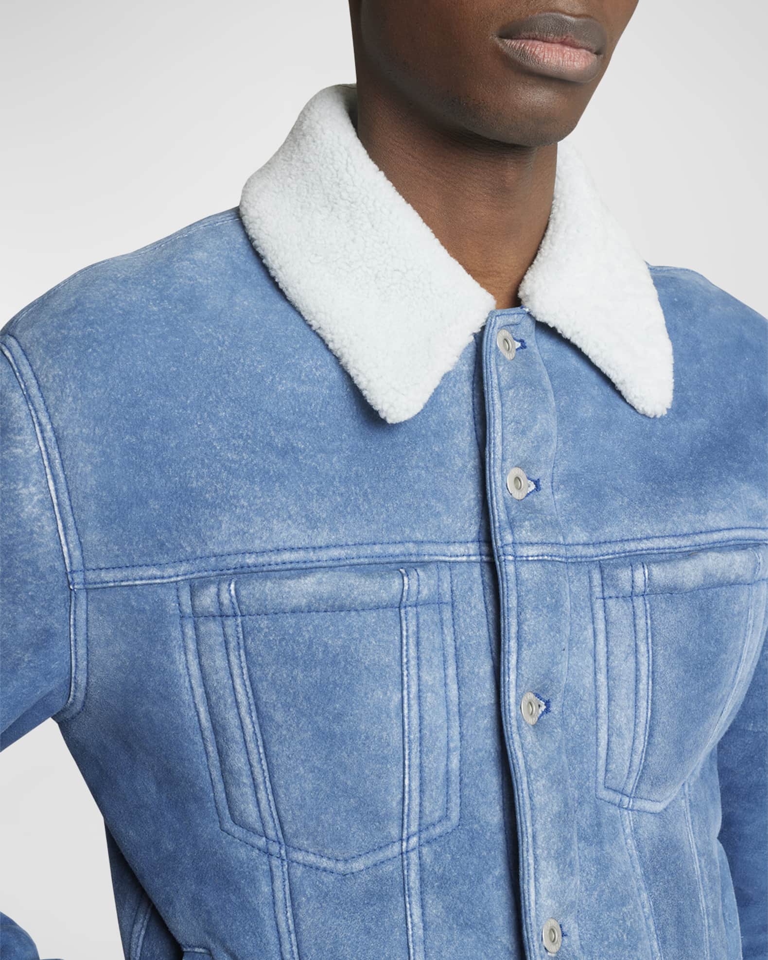 Loewe Men's Shearling Denim-Effect Jacket | Neiman Marcus
