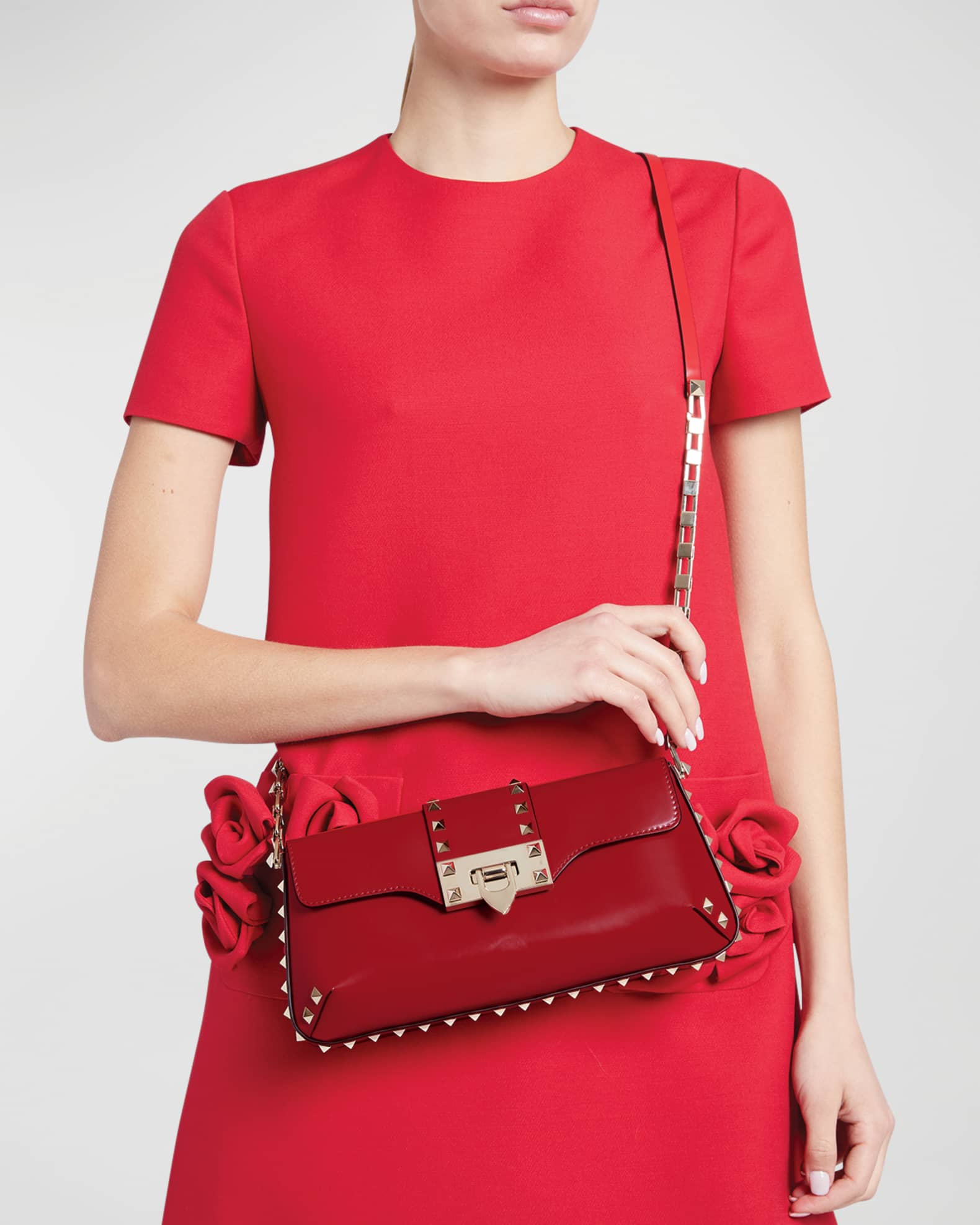 Valentino Garavani Rockstud Small Leather Clutch Bag | Neiman Marcus