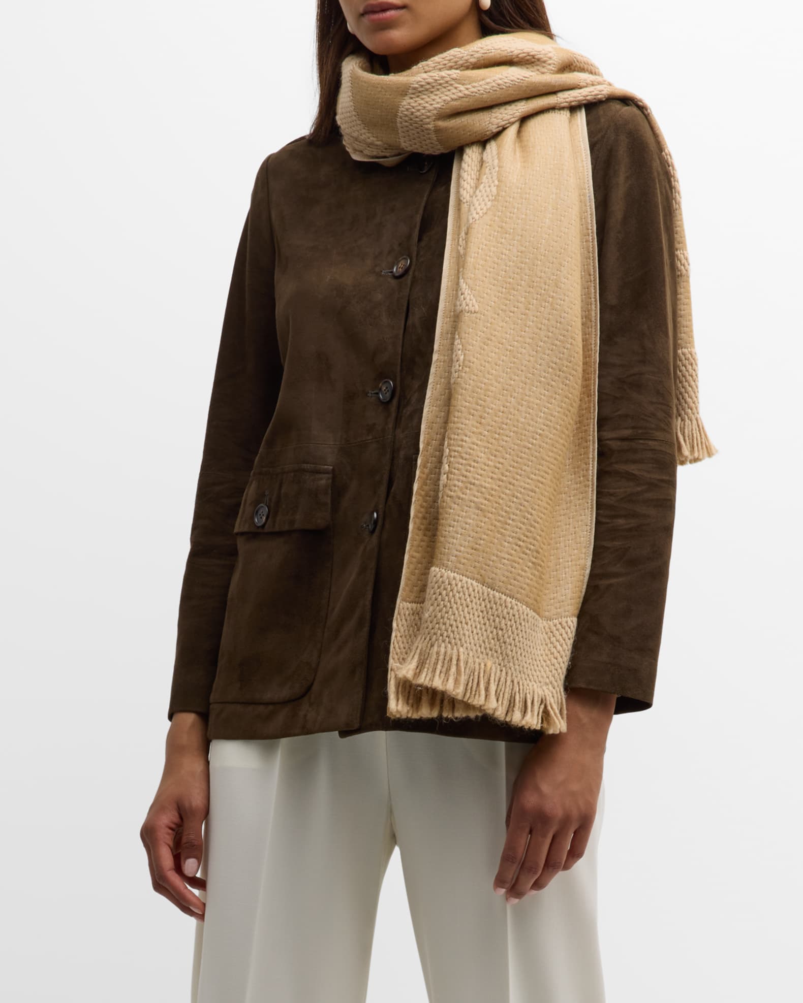 Max Mara Joice Logo Wool-Blend Stole | Neiman Marcus