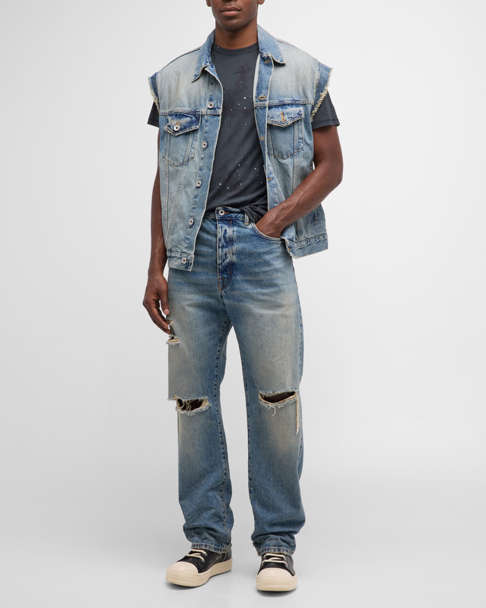 PURPLE Men's Trashed Straight-Leg Jeans | Neiman Marcus