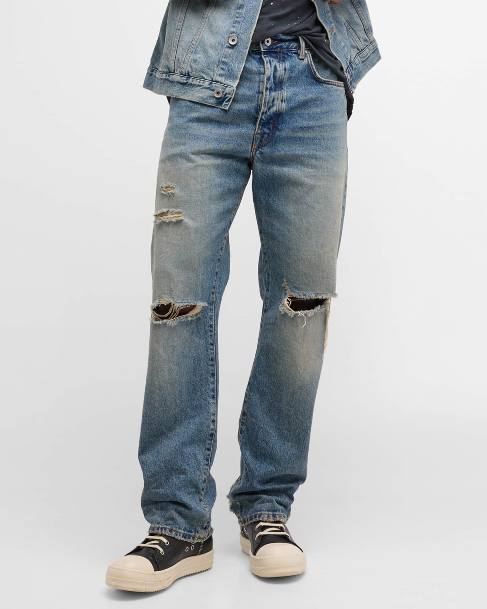 PURPLE Men's Trashed Straight-Leg Jeans | Neiman Marcus