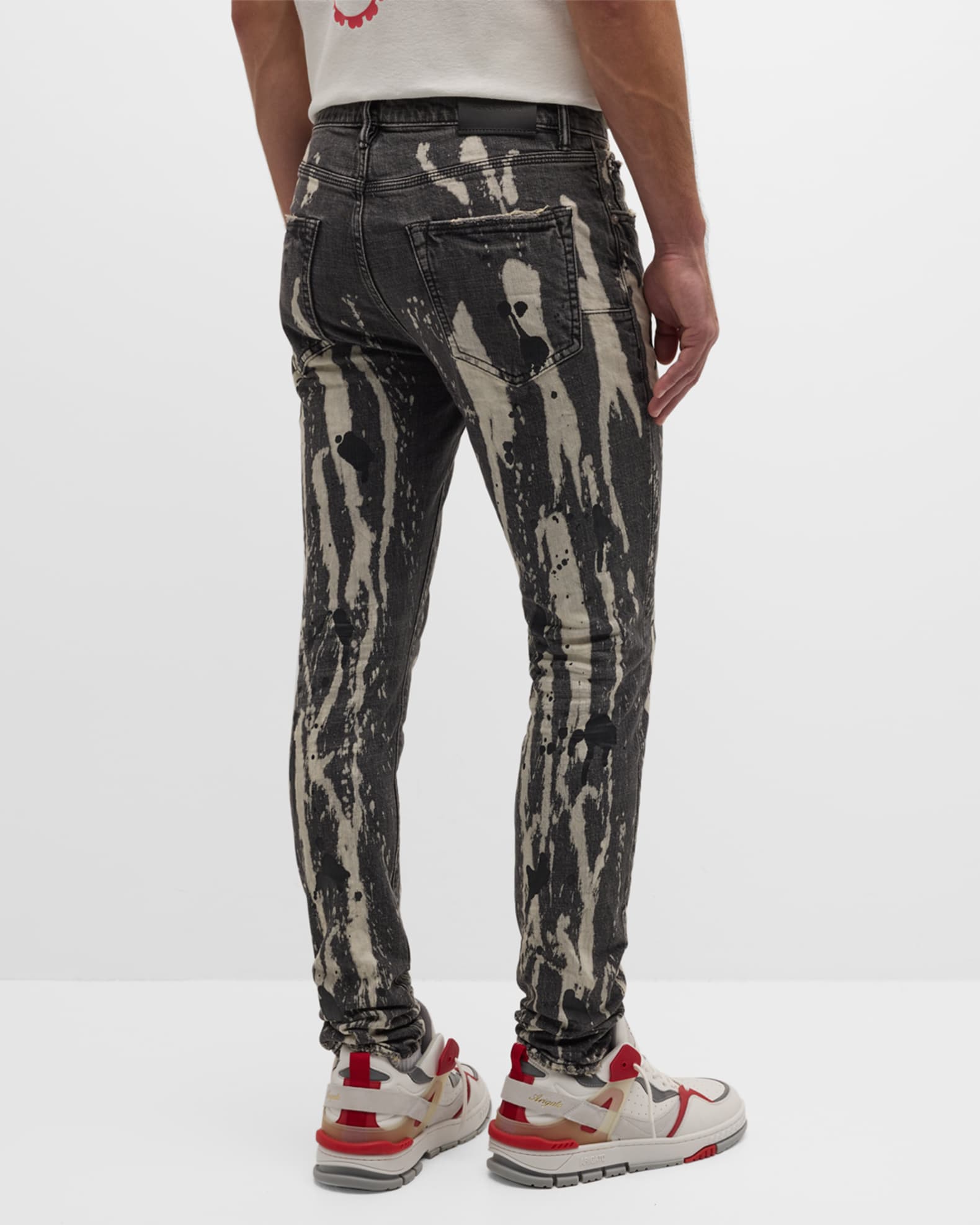 PURPLE Men's Bleach Spill Skinny Jeans | Neiman Marcus