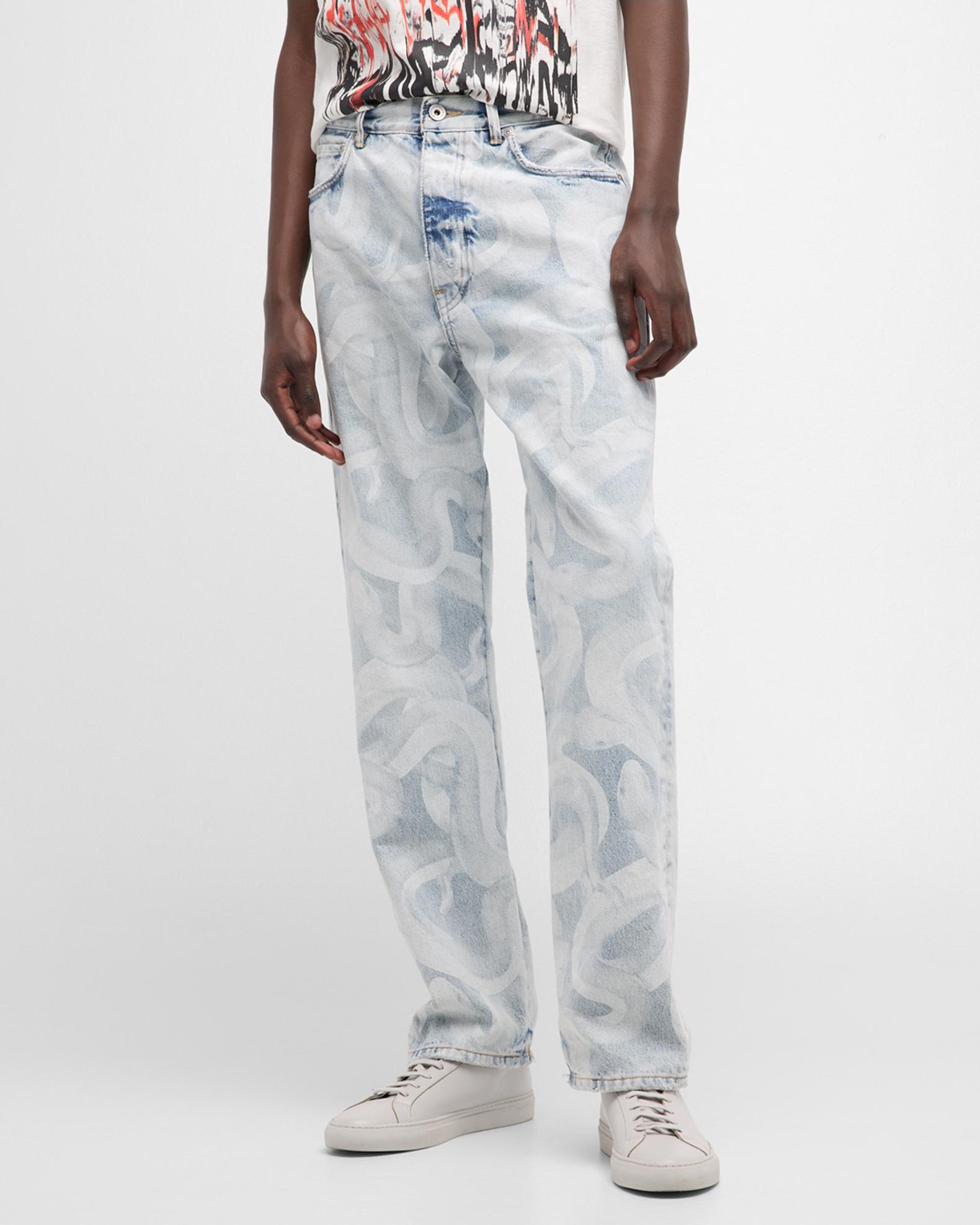 PURPLE Men's Snake-Print Light Indigo Denim Jeans | Neiman Marcus