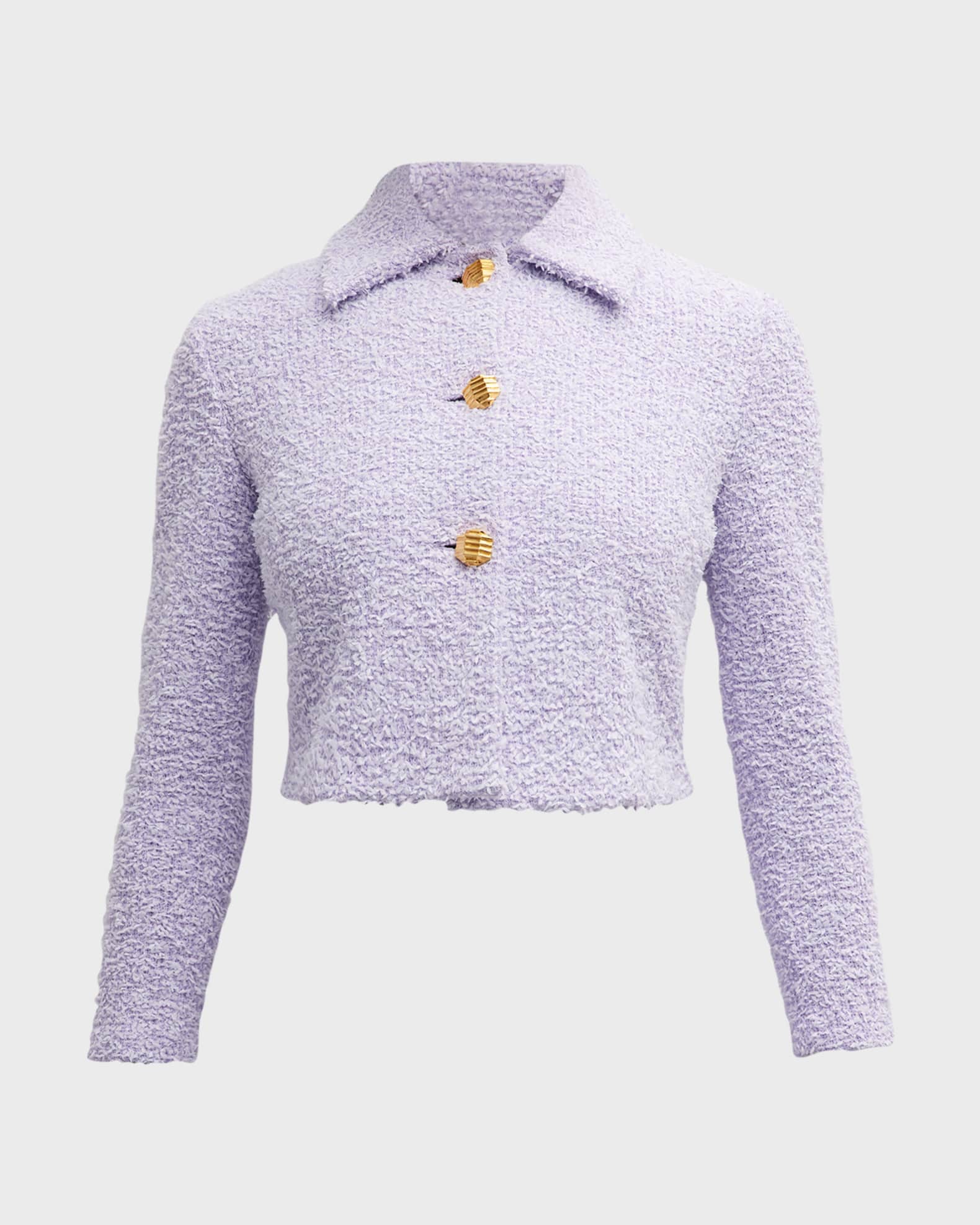 St. John Textured Eyelash Knit Short Jacket with Button Detail | Neiman ...