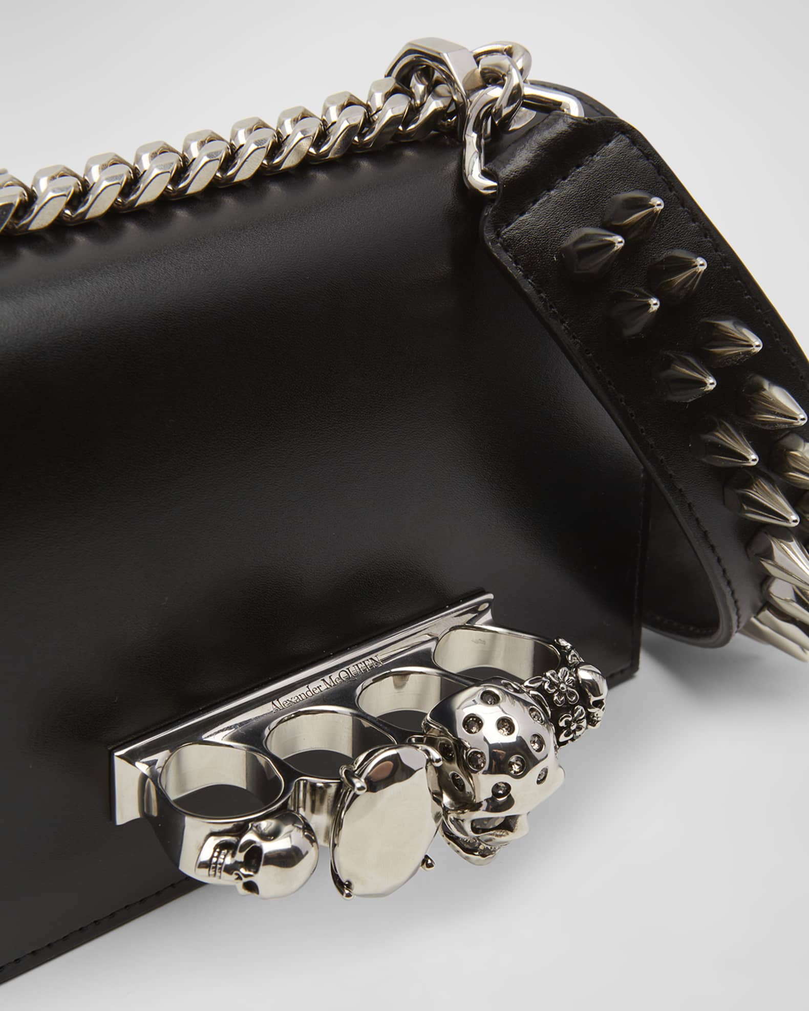 Alexander McQueen Mini Skull Spike Leather Shoulder Bag | Neiman Marcus