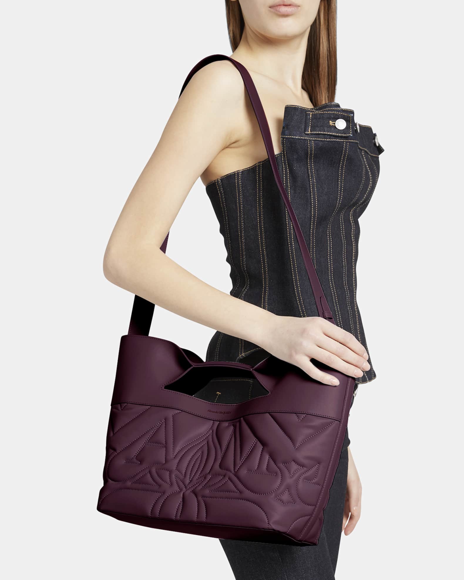 Alexander McQueen Small Bow Seal Padded Tote Bag | Neiman Marcus