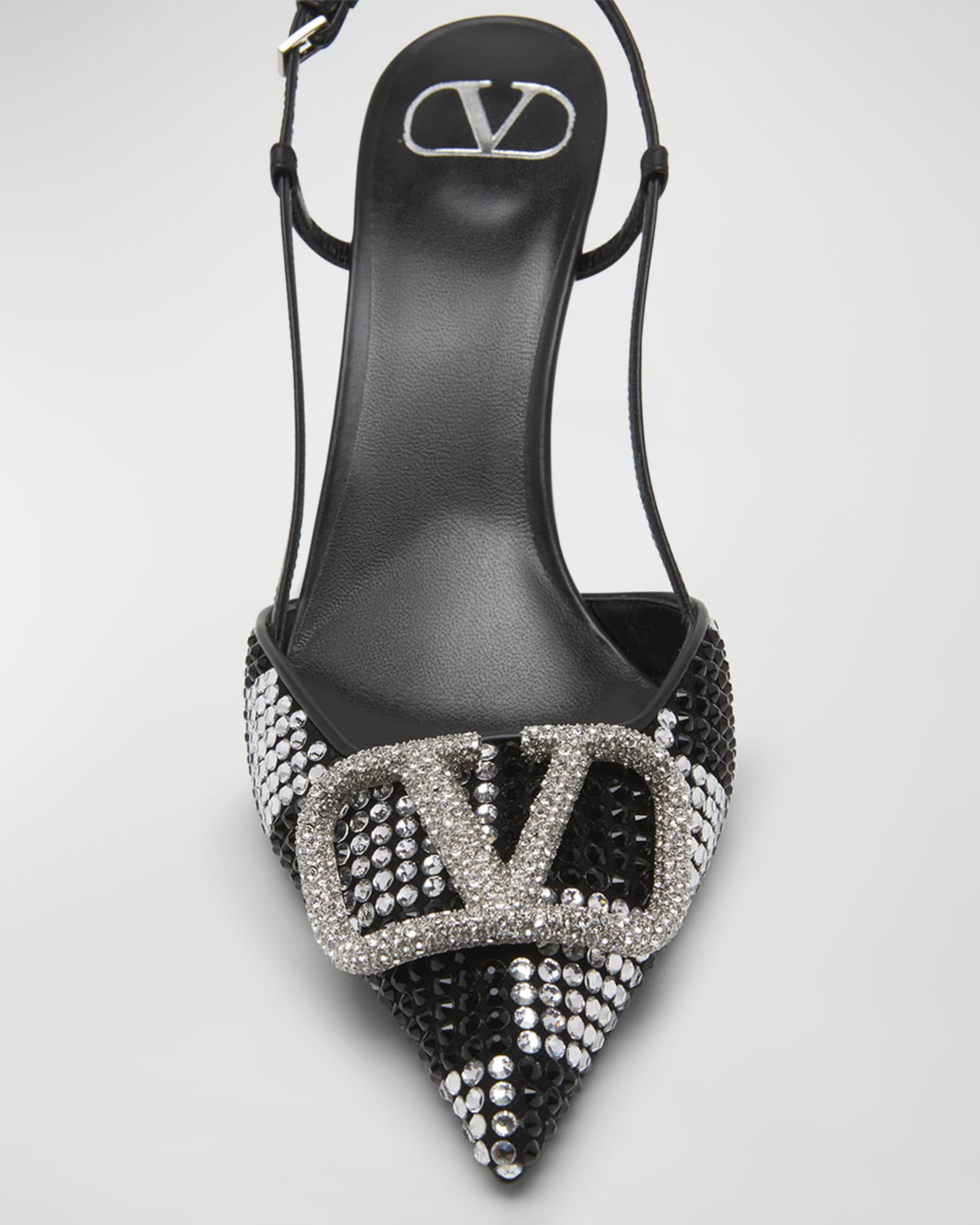 Valentino Garavani VLogo Crystal Checker Slingback Pumps | Neiman Marcus