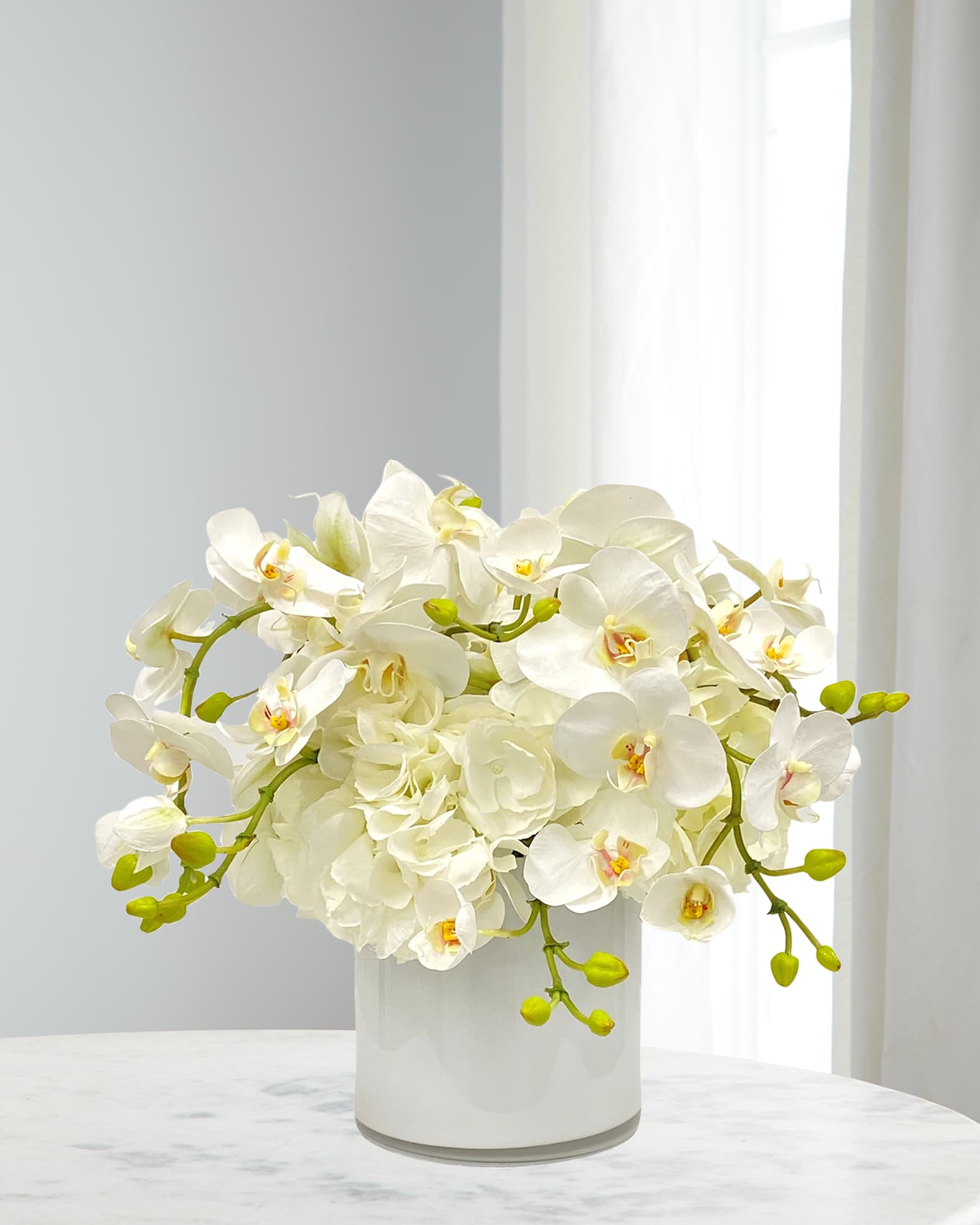 Winward Home Orchid Hydrangeas in Cylinder Vase | Neiman Marcus