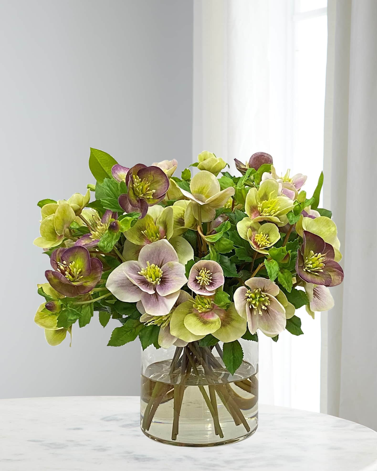 Winward Home Hellebores in Cylinder Vase | Neiman Marcus