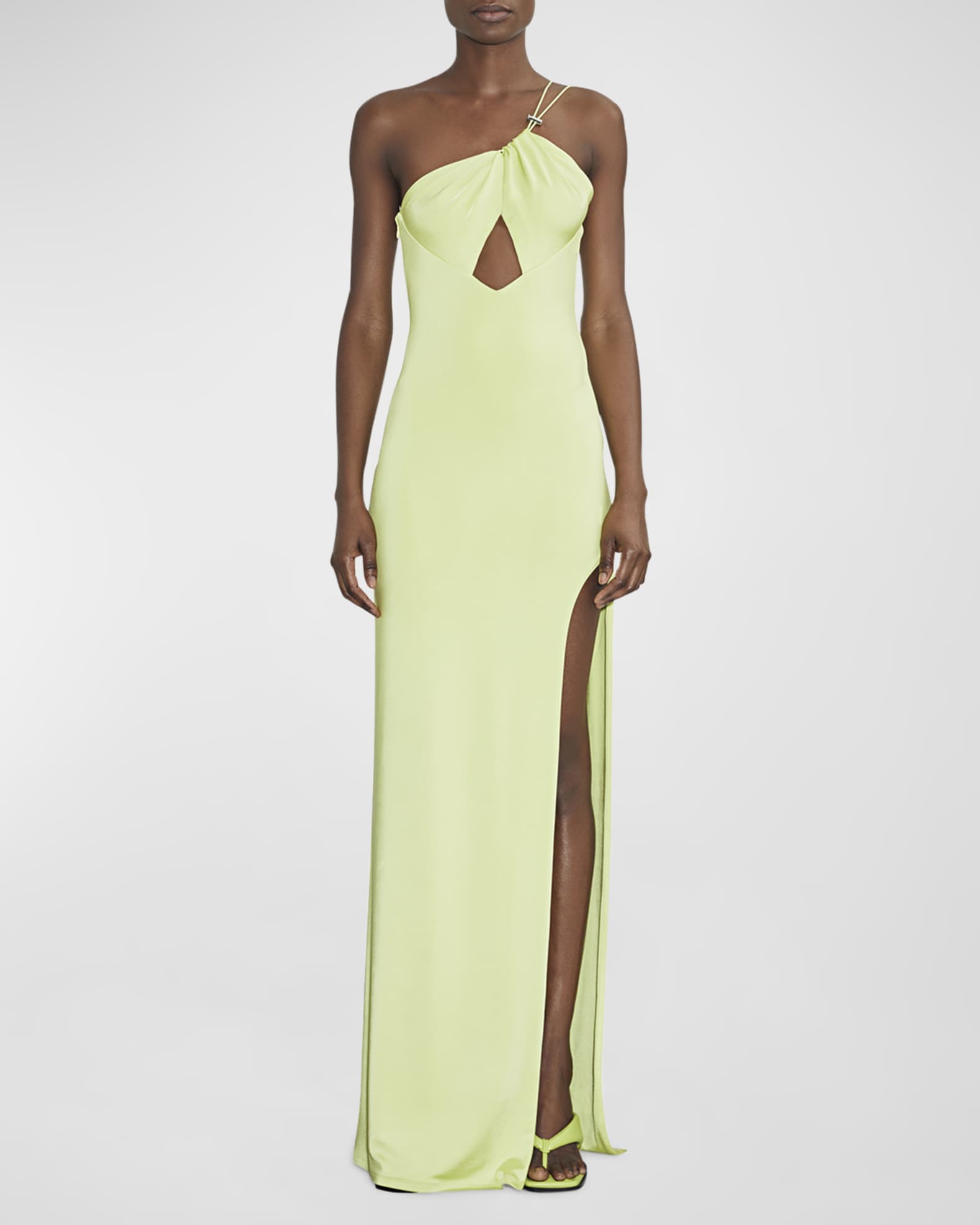 Et Ochs Drawstring Cutout One-Shoulder Slit Gown | Neiman Marcus