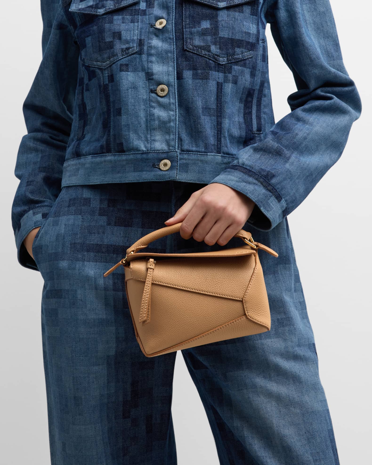 Loewe Puzzle Edge Mini Top-Handle Bag in Grained Leather | Neiman Marcus