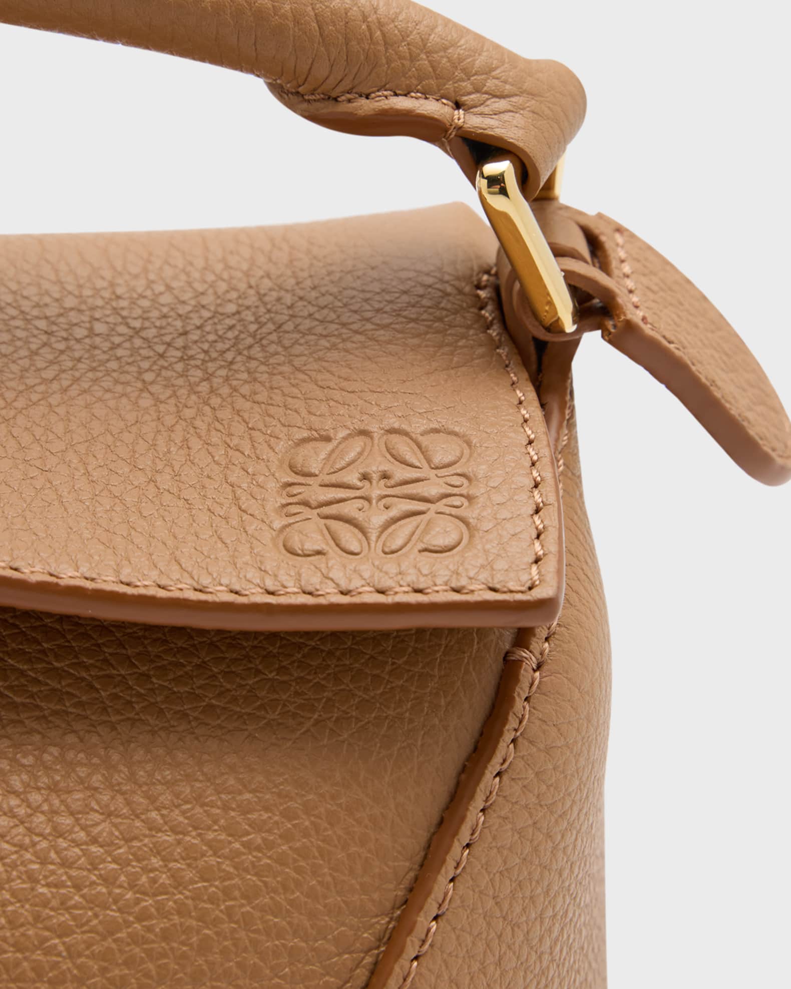 Loewe Puzzle Edge Mini Top-Handle Bag in Grained Leather | Neiman Marcus