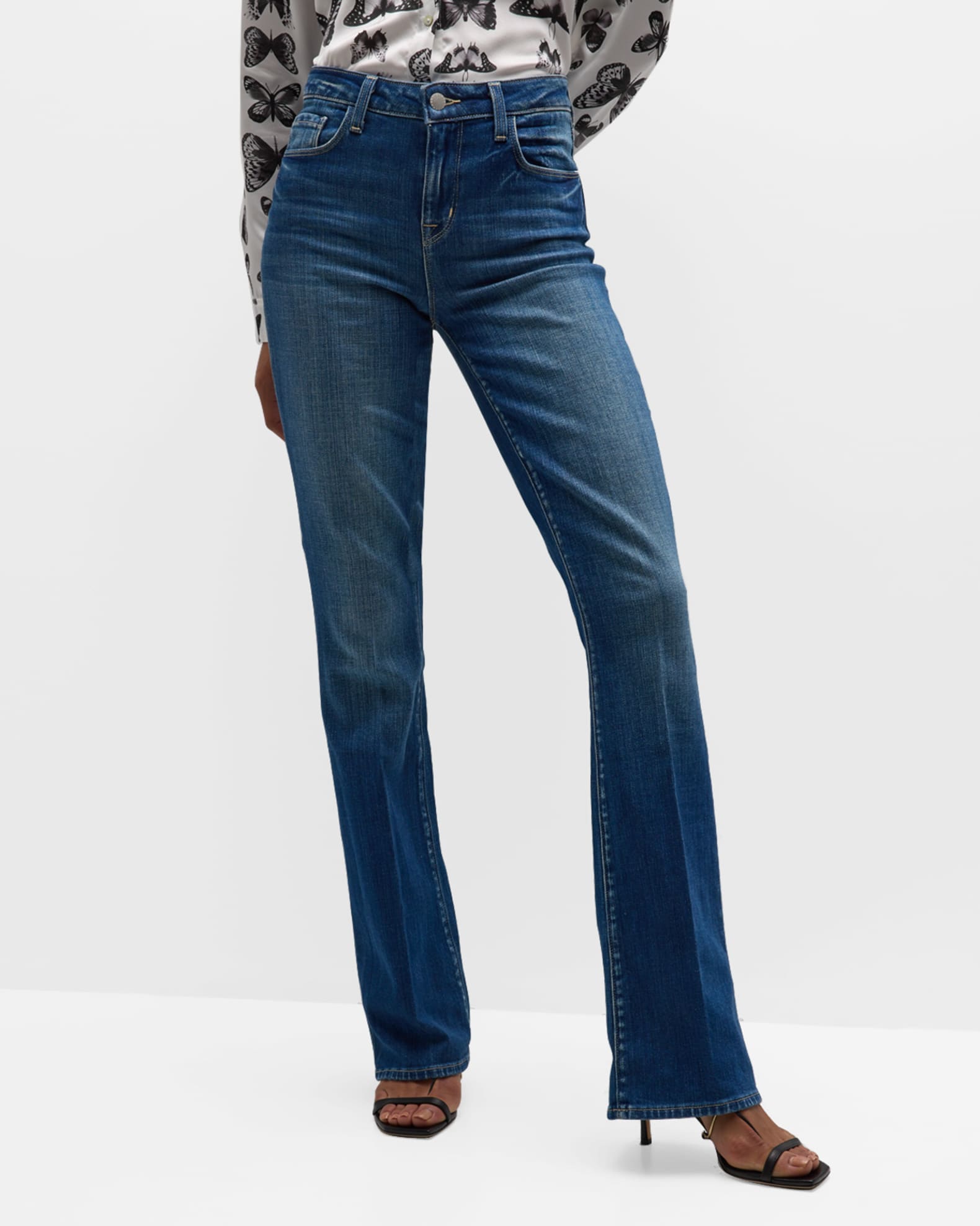L'Agence Selma High-Rise Sleek Baby Bootcut Jeans | Neiman Marcus