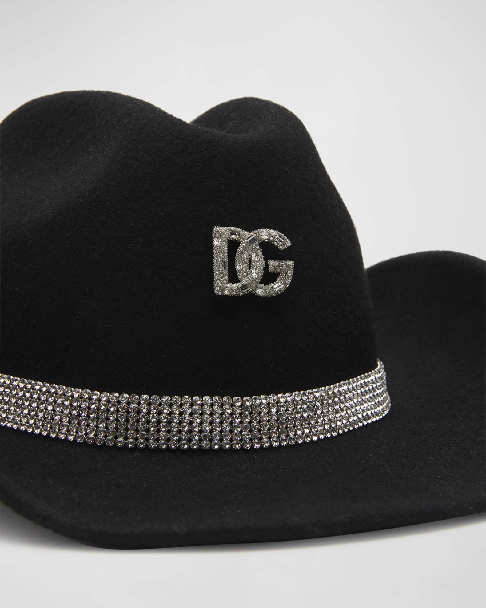 Dolce&Gabbana Crystal-Embellished DG Wool Cowboy Hat | Neiman Marcus