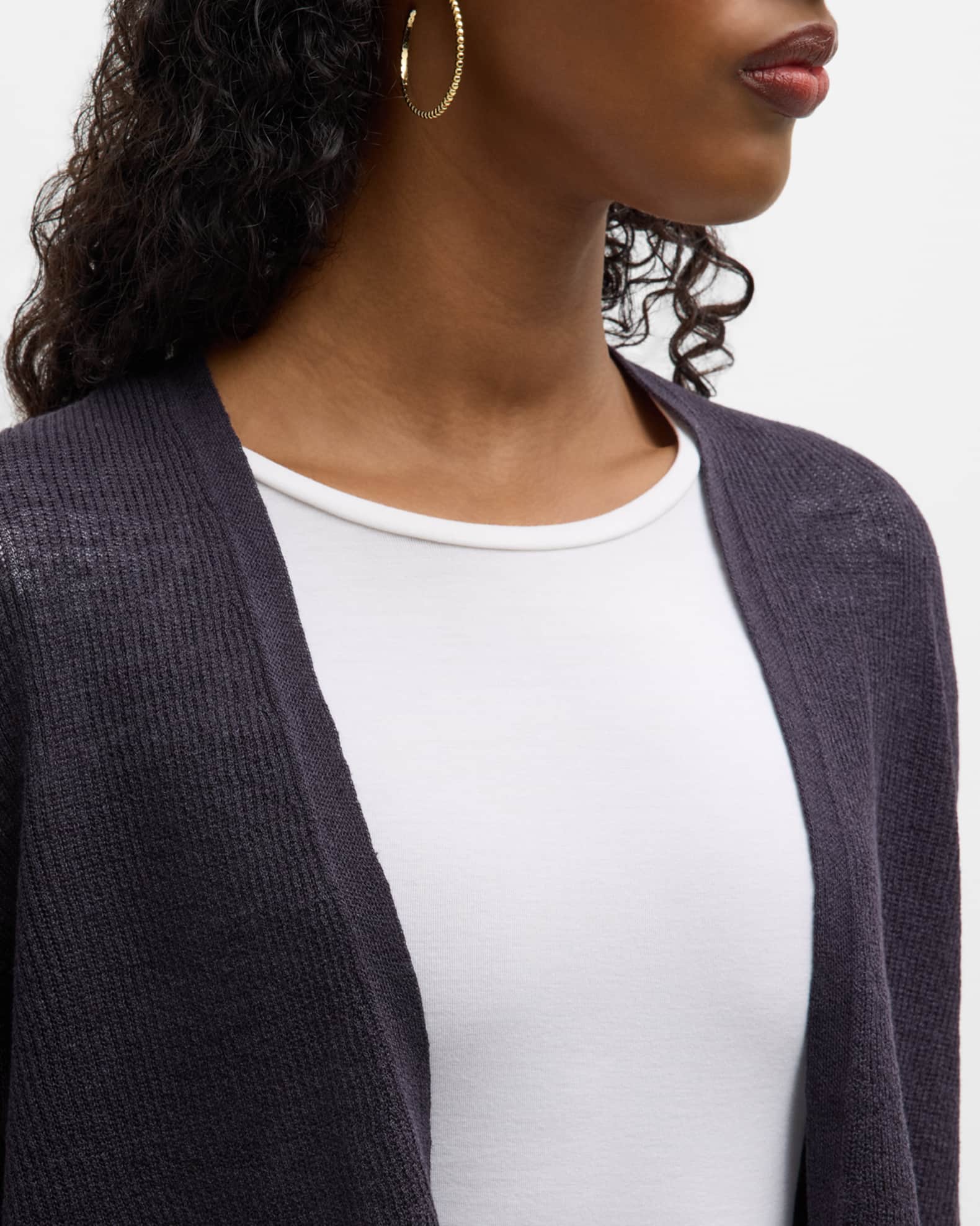 Eileen Fisher Cropped Open-Front Cardigan | Neiman Marcus