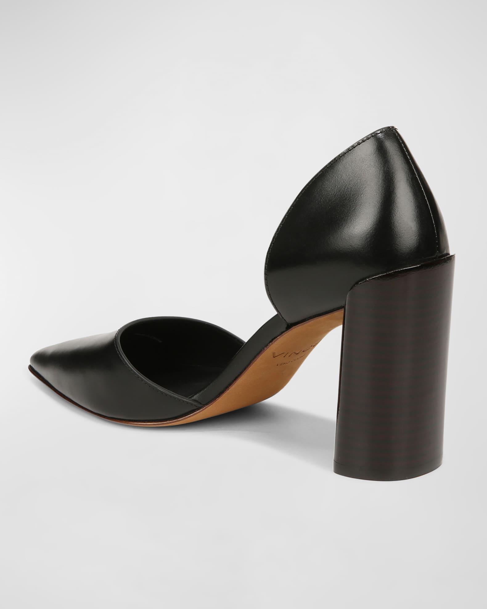 Vince Prim Leather Block-Heel d'Orsay Pumps | Neiman Marcus
