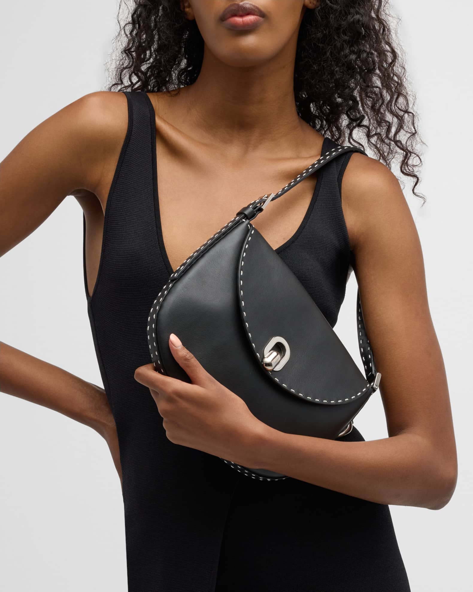 Savette Tondo Small Stitched Leather Hobo Bag | Neiman Marcus