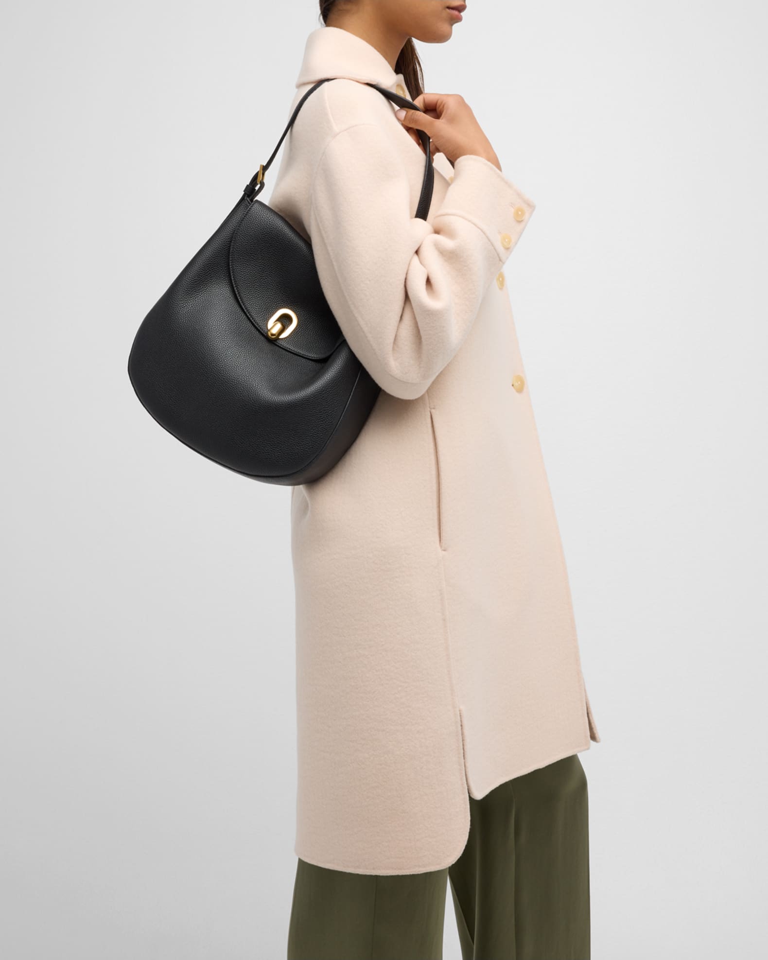 Savette Tondo Large Grained Leather Hobo Bag | Neiman Marcus