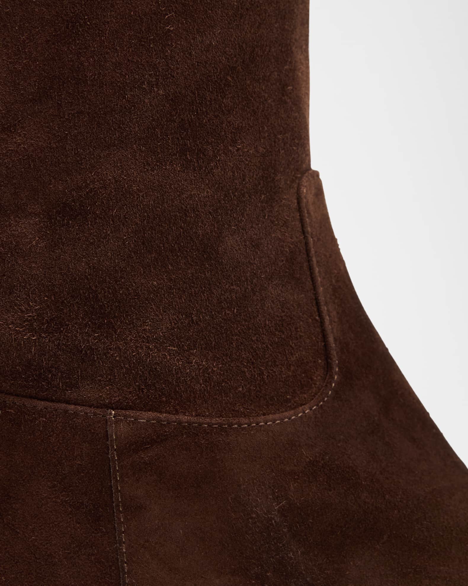 Khaite Suede Square-Toe Knee Boots | Neiman Marcus