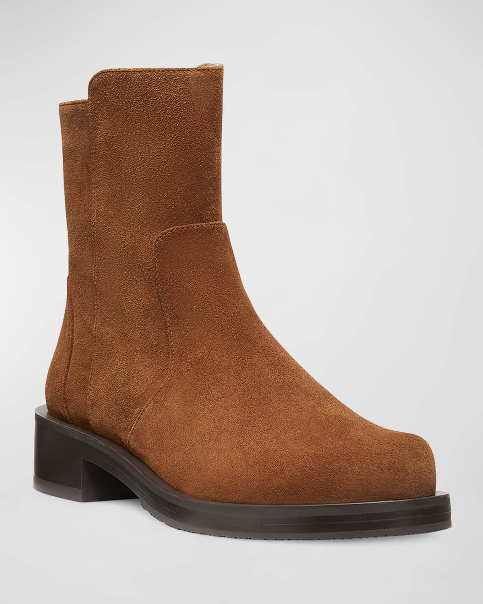 Stuart Weitzman Bold Suede Moto Ankle Boots | Neiman Marcus