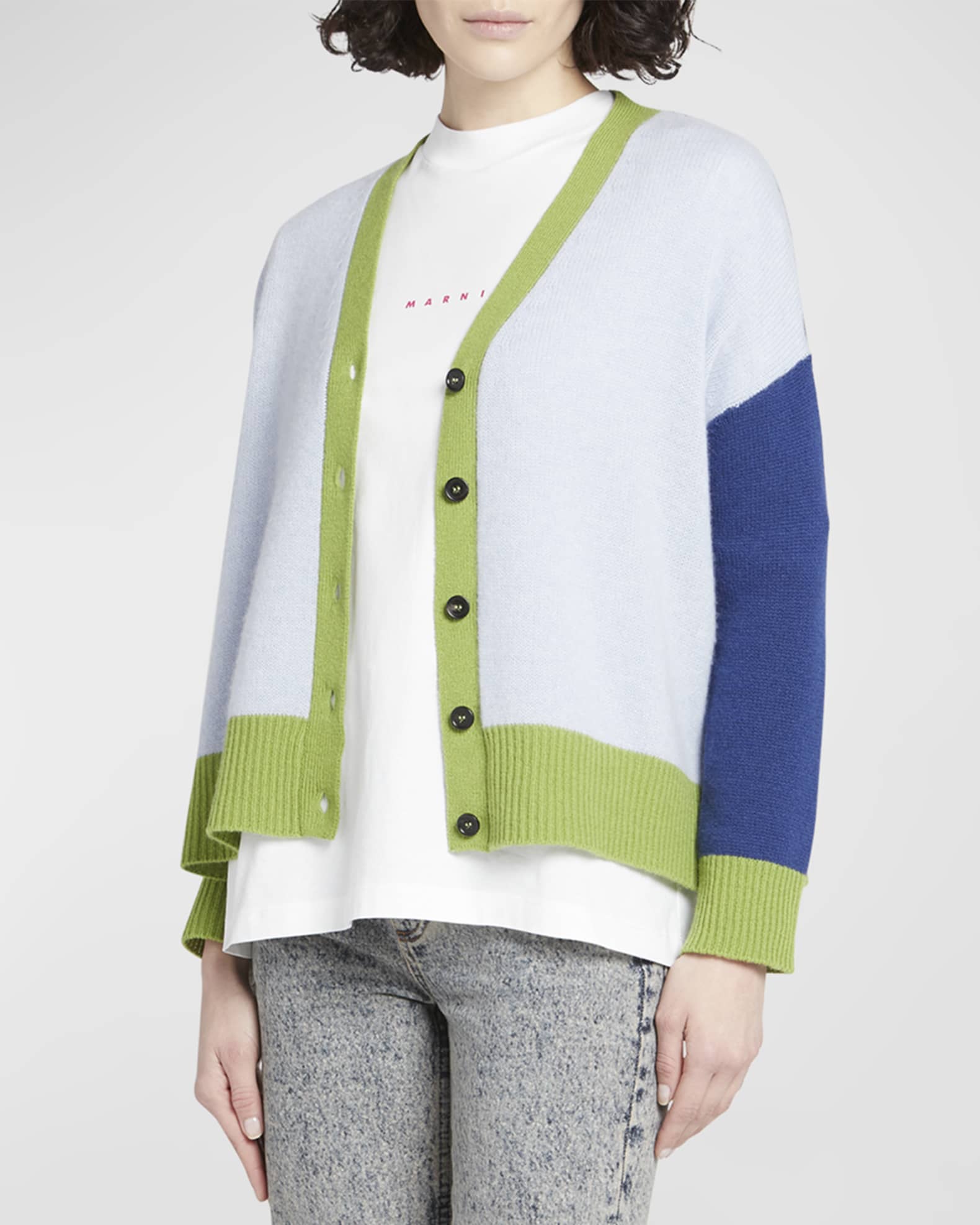 Marni Colorblock Cashmere Knit Cardigan | Neiman Marcus