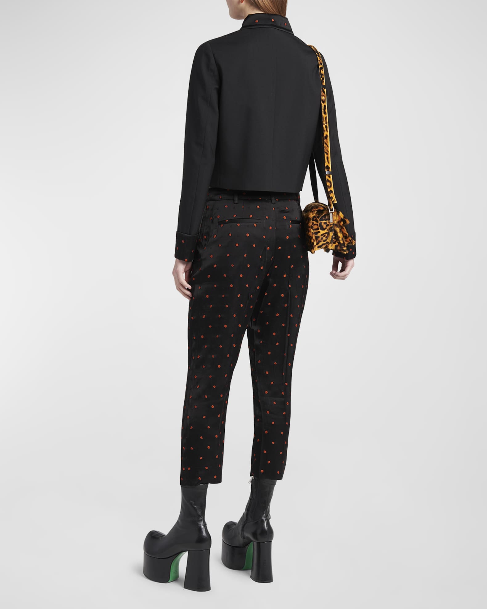 Marni Wool Short Jacket with Patterned Trim | Neiman Marcus