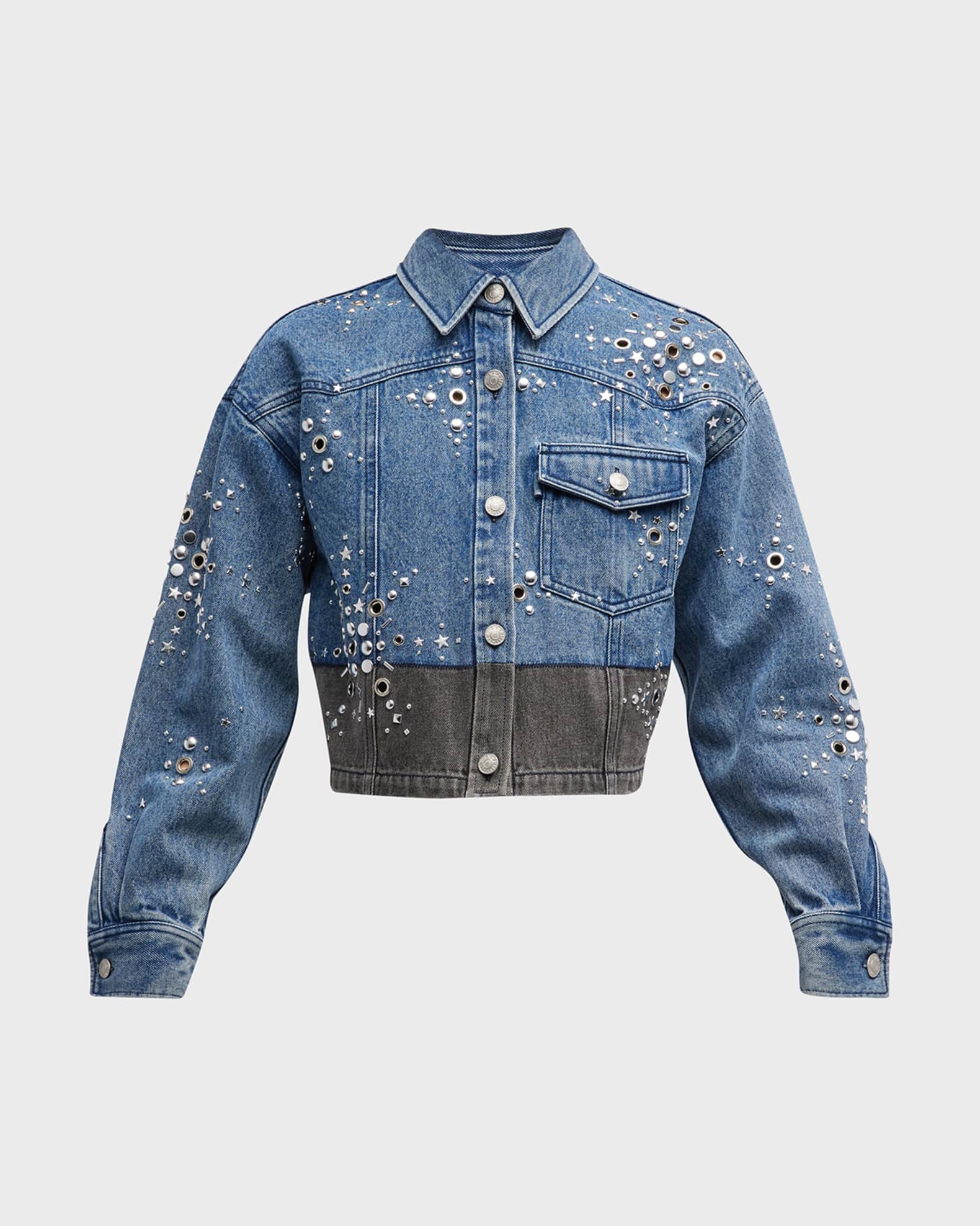 3.1 Phillip Lim Liberty Embroidered Two-Tone Denim Shirt Jacket ...