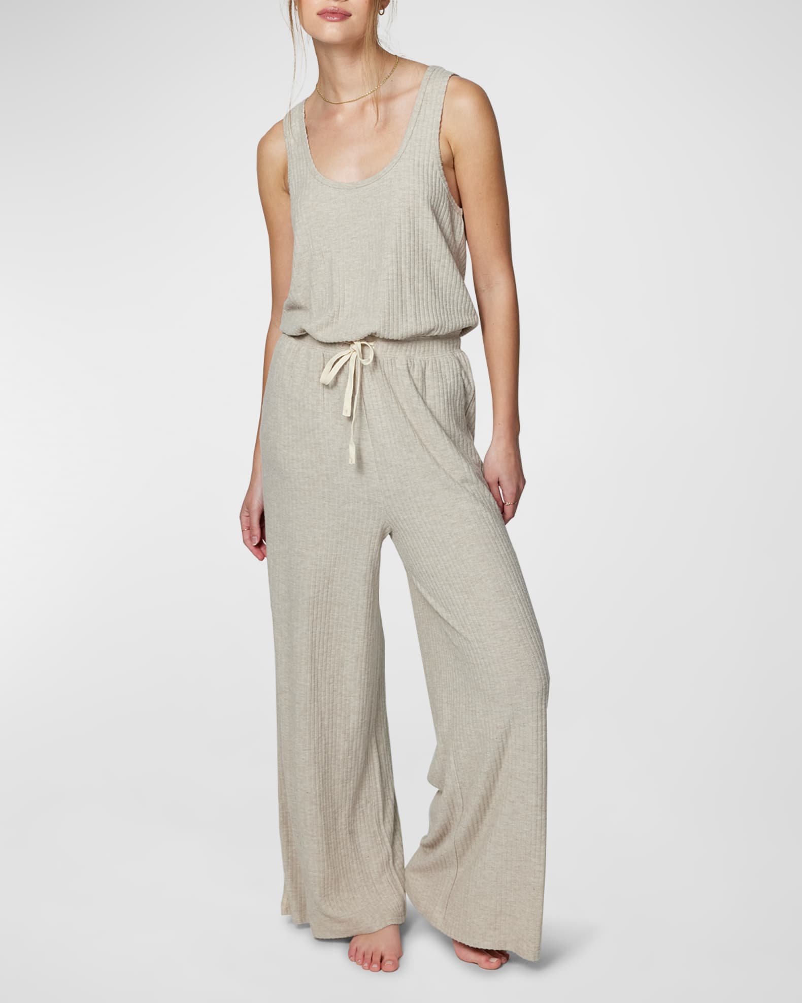 Spiritual Gangster Ballet Rib Wide-Leg Perfect Jumpsuit | Neiman Marcus