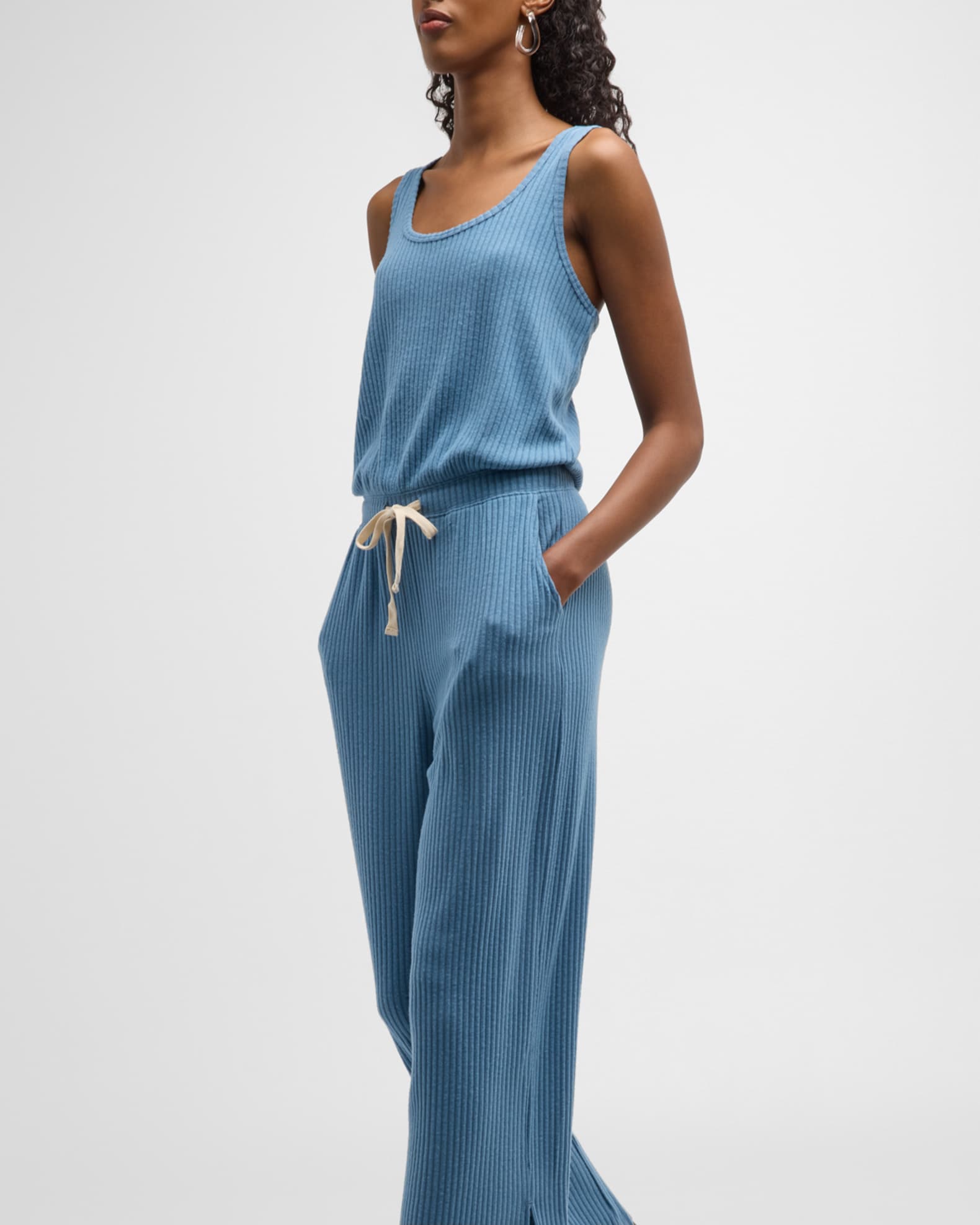 Spiritual Gangster Ballet Rib Wide-Leg Perfect Jumpsuit | Neiman Marcus