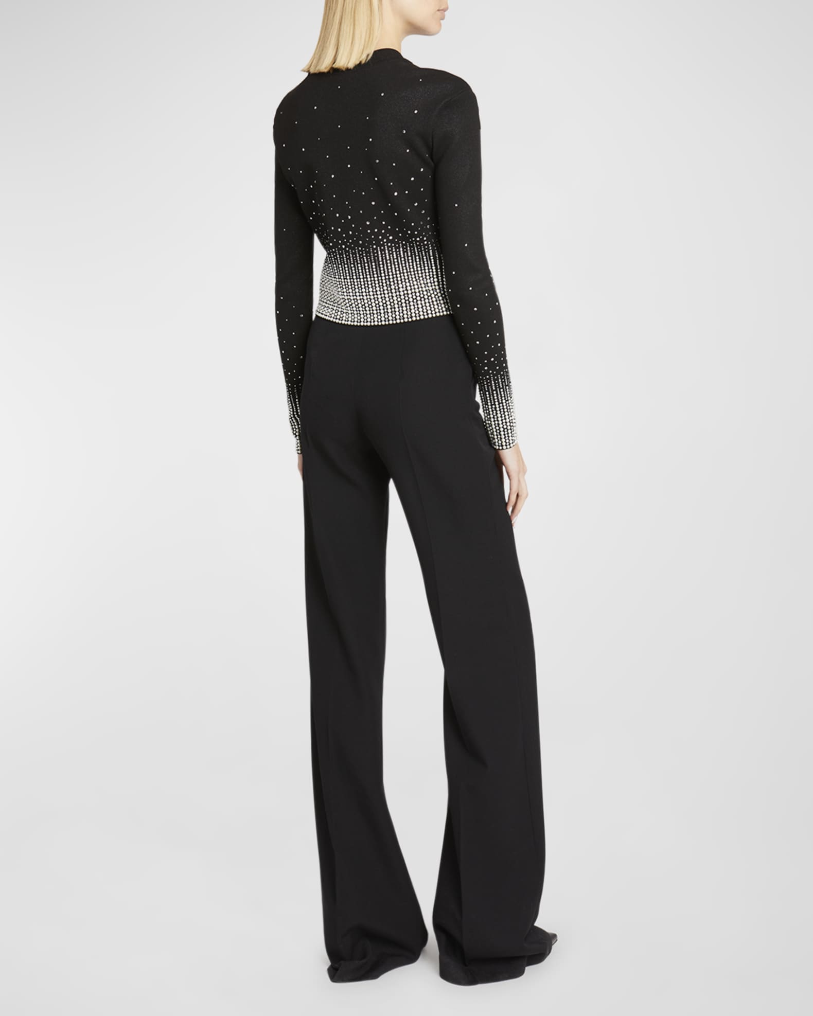 Balmain Pearlescent Strass Embellished Crop Metallic Knit Cardigan ...