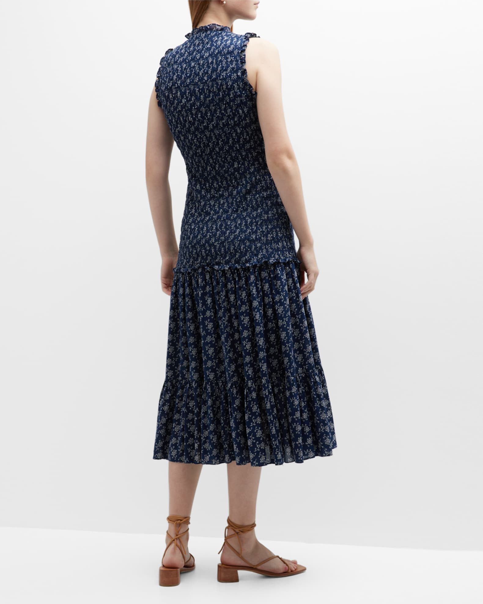 Veronica Beard Verena Floral Smocked Fit-and-Flare Midi Dress | Neiman ...