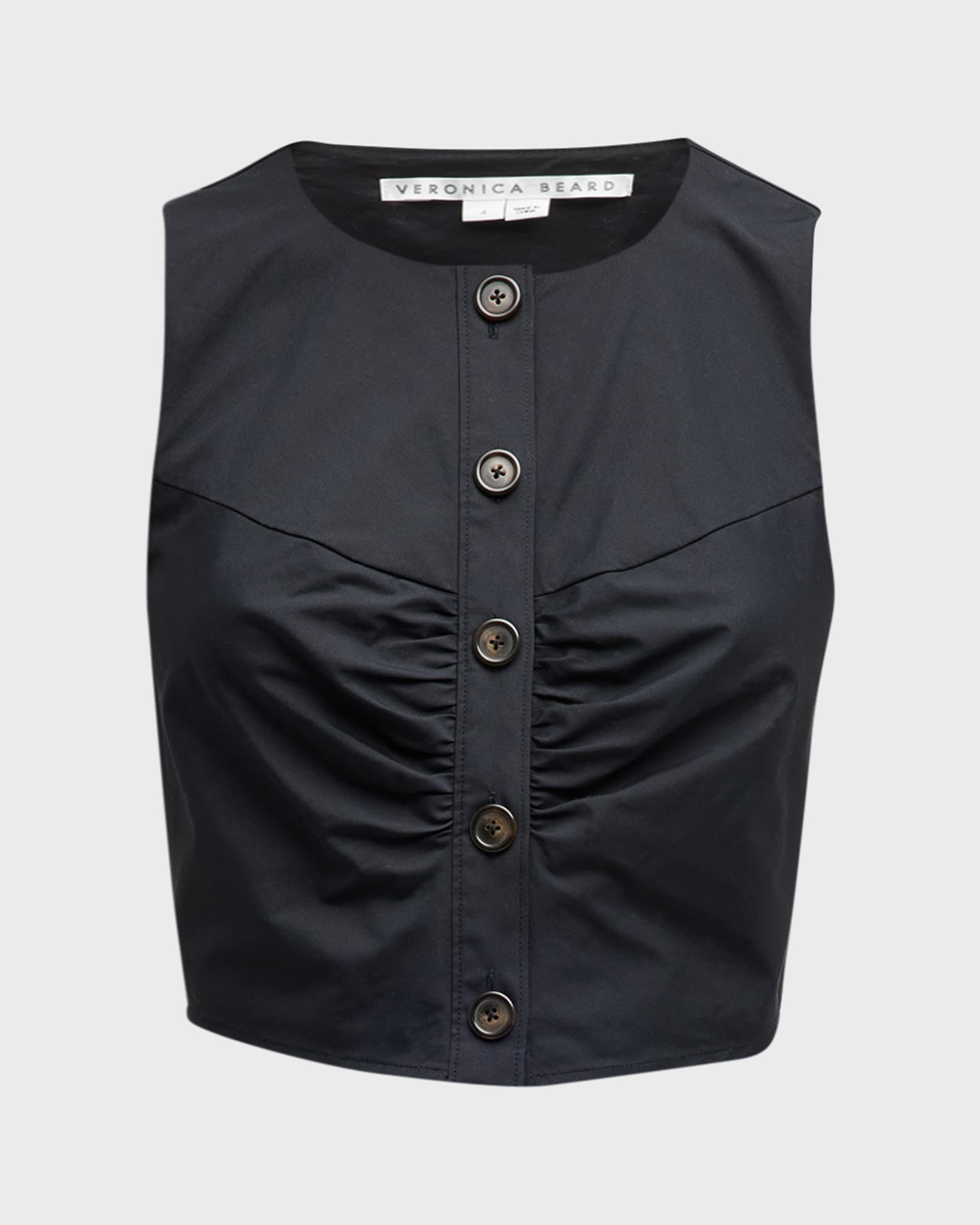 Veronica Beard Shenari Button-Front Crop Top | Neiman Marcus