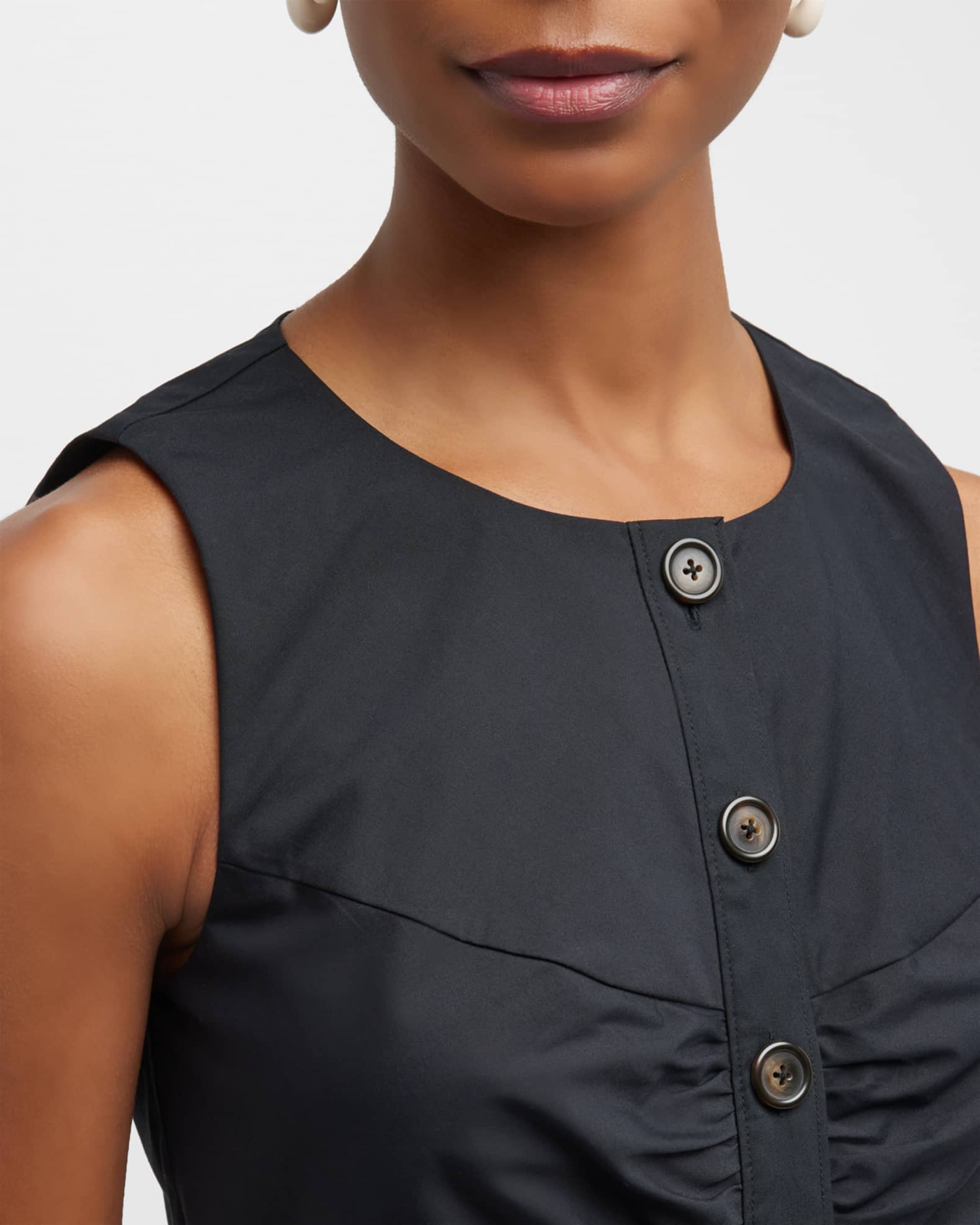 Veronica Beard Shenari Button-Front Crop Top | Neiman Marcus