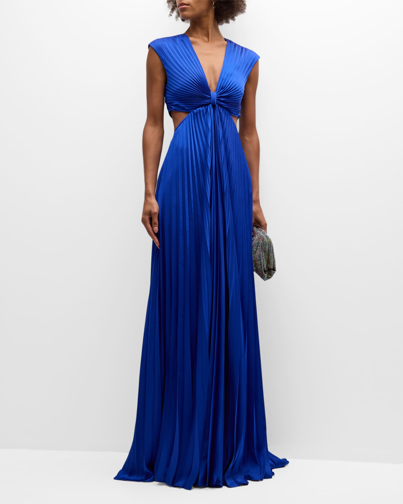 A.L.C. Alejandra Pleated Cut-Out Maxi Dress | Neiman Marcus