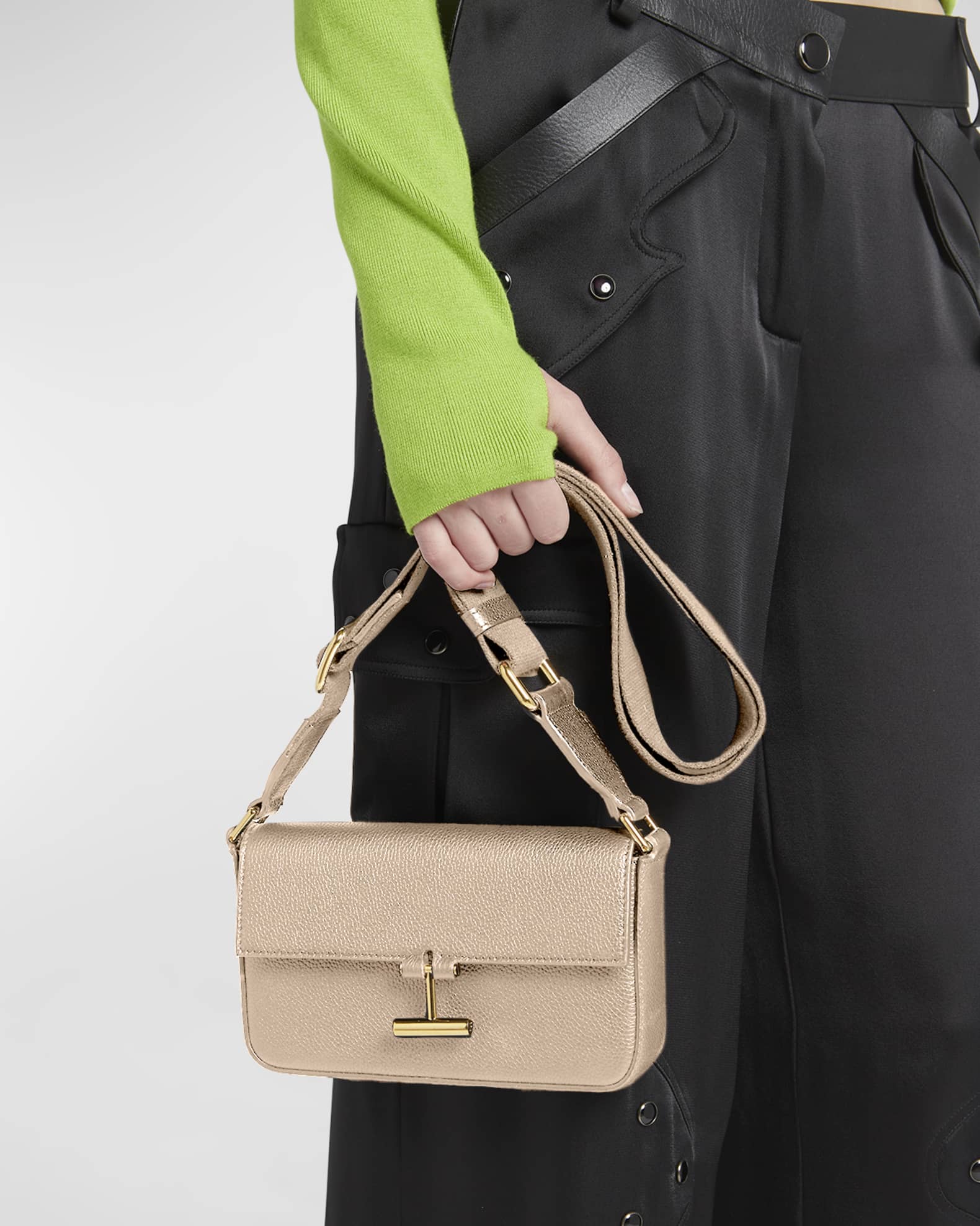 TOM FORD Tara Mini E/W Crossbosy in Grained Leather with Webbed Strap ...