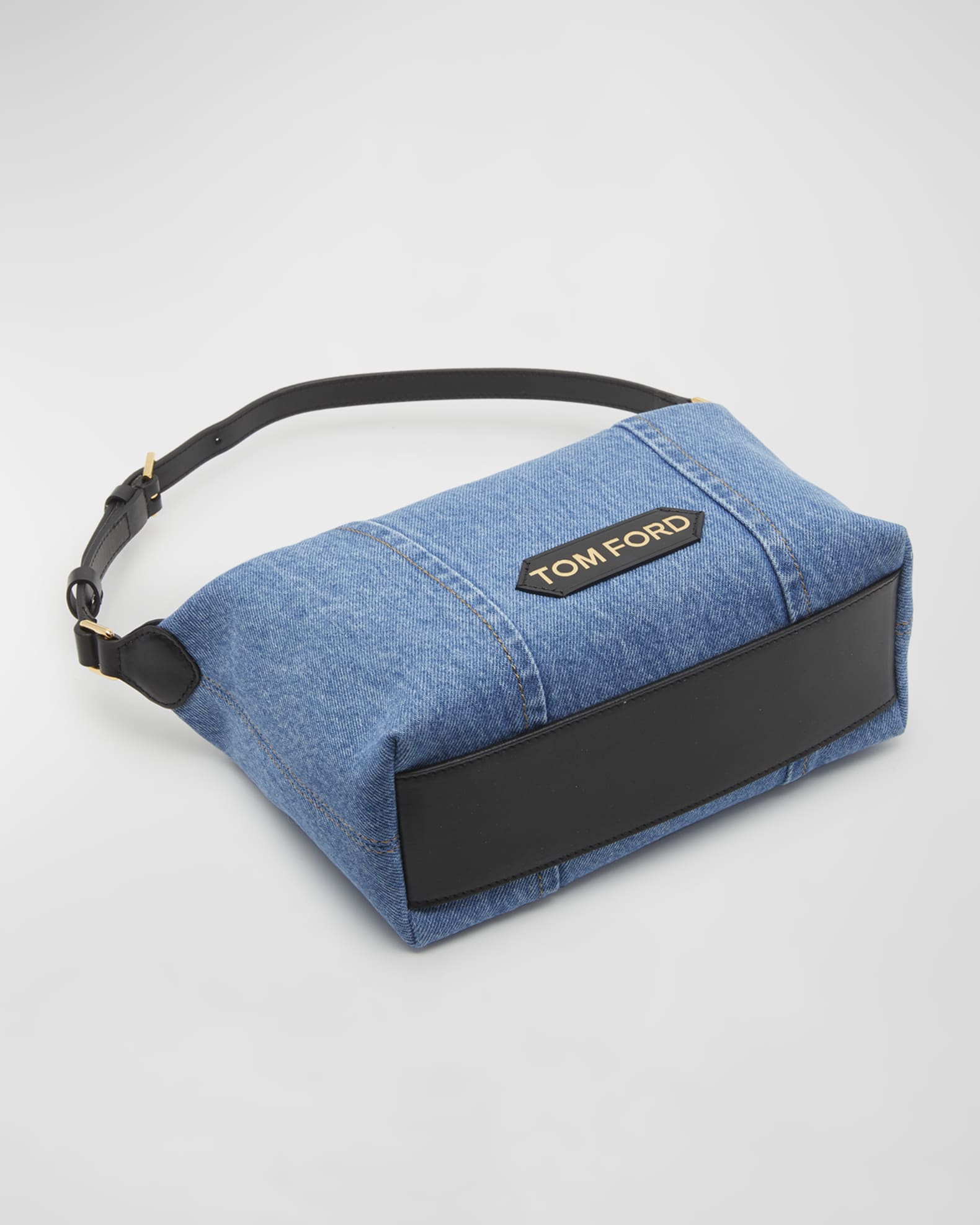 TOM FORD Label Medium Denim Pouch Shoulder Bag | Neiman Marcus