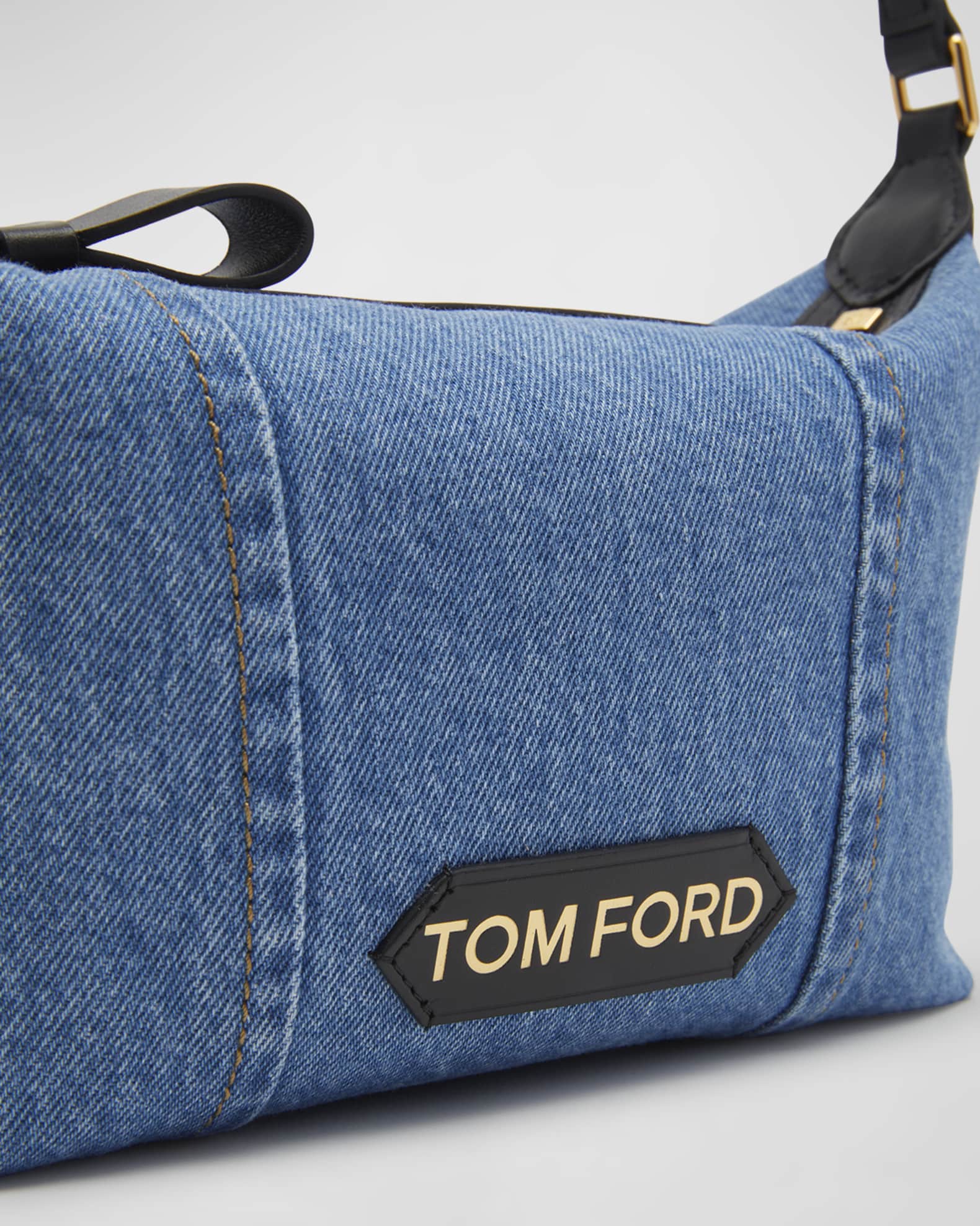 TOM FORD Label Medium Denim Pouch Shoulder Bag | Neiman Marcus