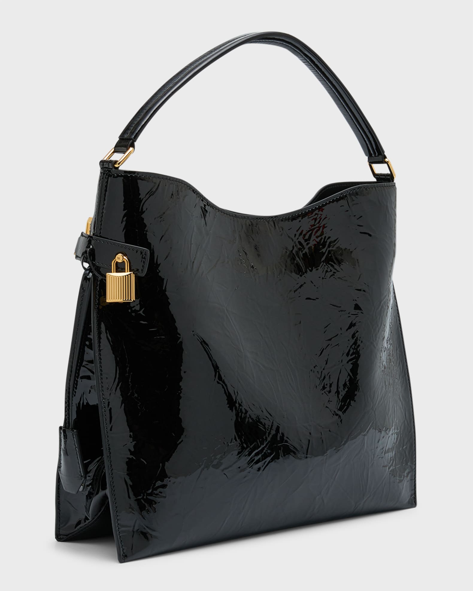 TOM FORD Alix Small Crinkled Patent Leather Hobo Bag | Neiman Marcus